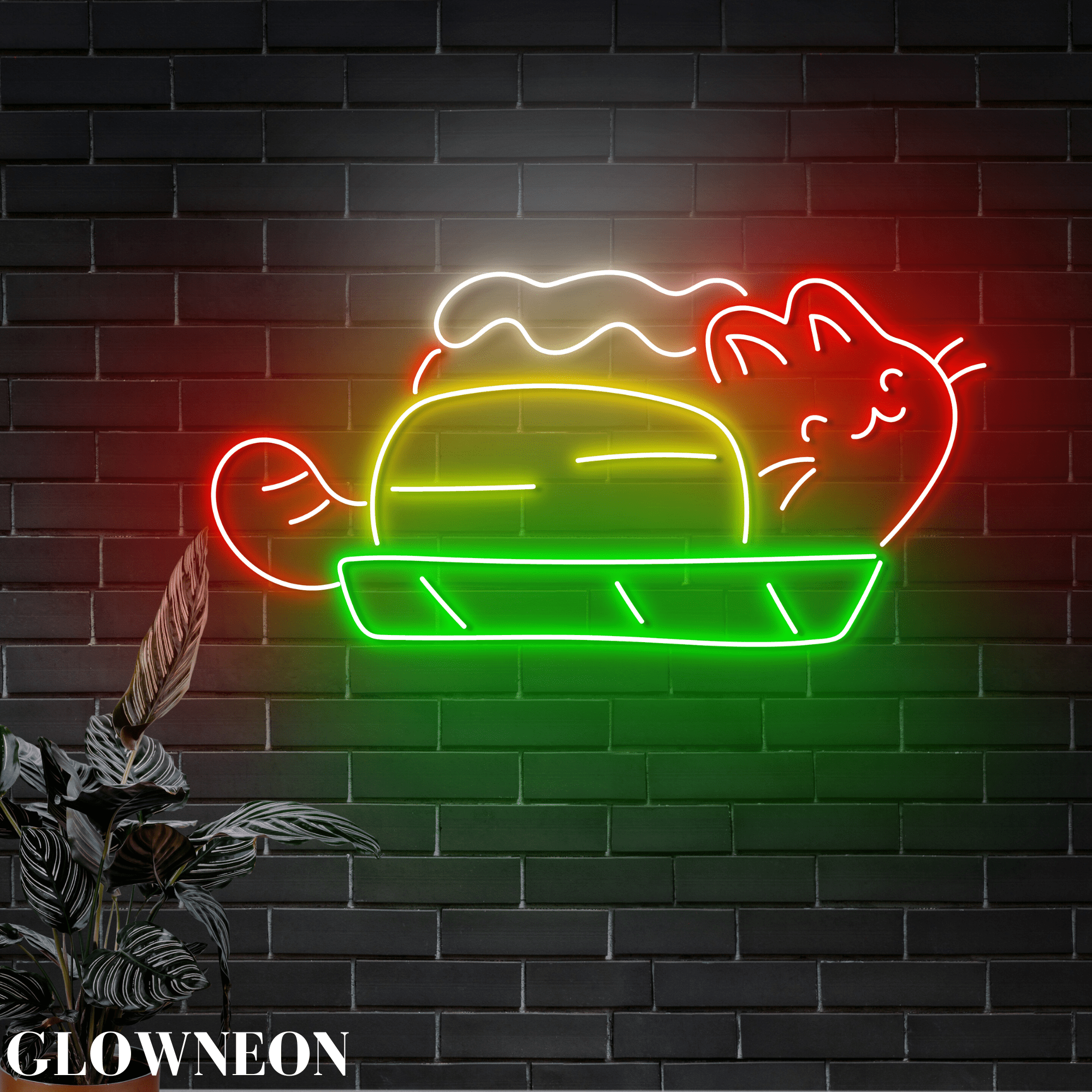 Glowneon Cat Hot Dog Fast Food Shop Neon Sign, Cat Hot Dog Wall Decor ...