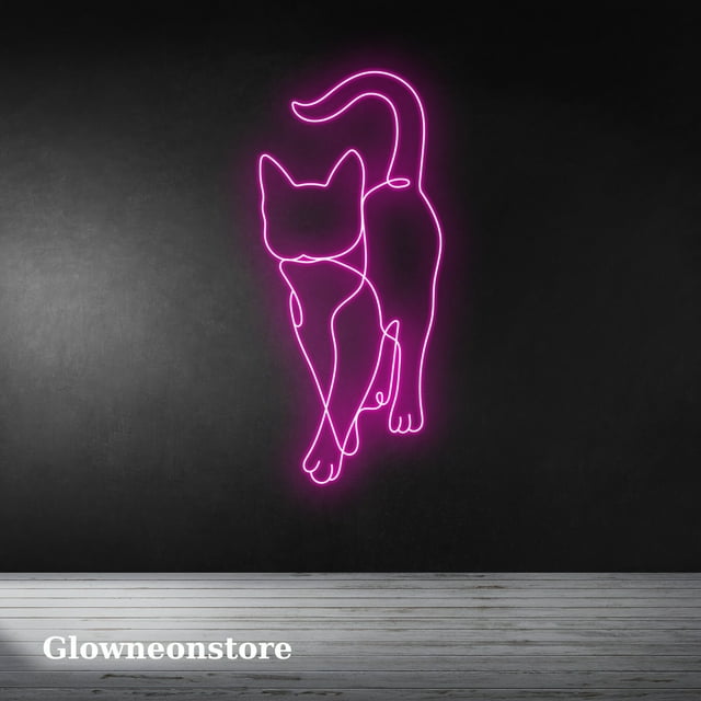 Glowneon Cat Line Art Neon Sign, Cat Led Light, Cat Neon Sign, Cat ...