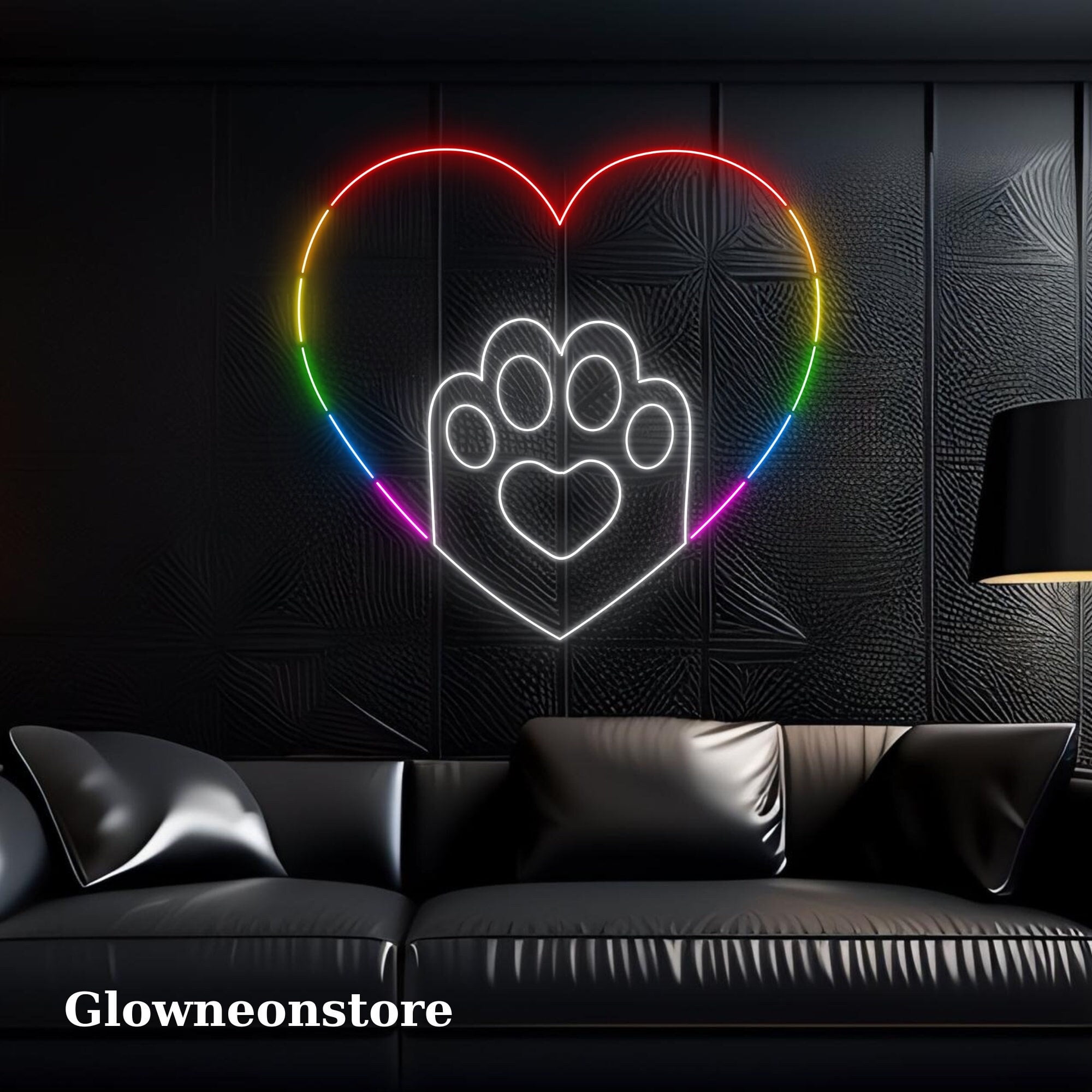 Glowneon Cat Paw Heart Neon Sign, Cat Paw Heart Led Light, Cat Paw Lgbt ...