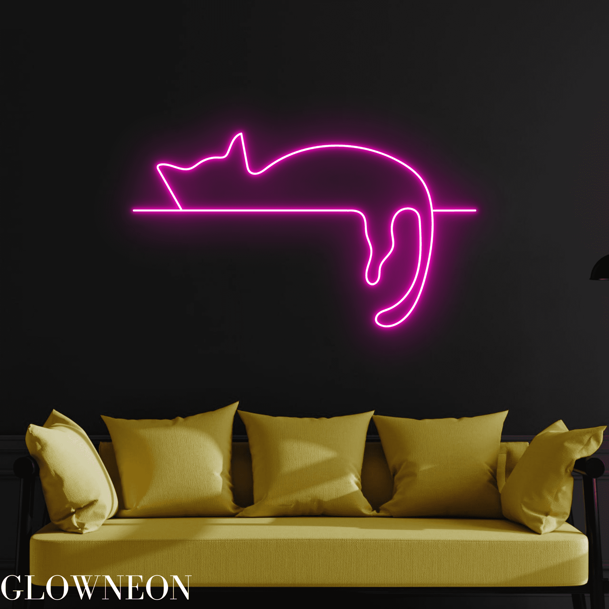 Glowneon Cat Sleeping Neon Sign, Cat Line Led Sign, Cat Lover Gift ...