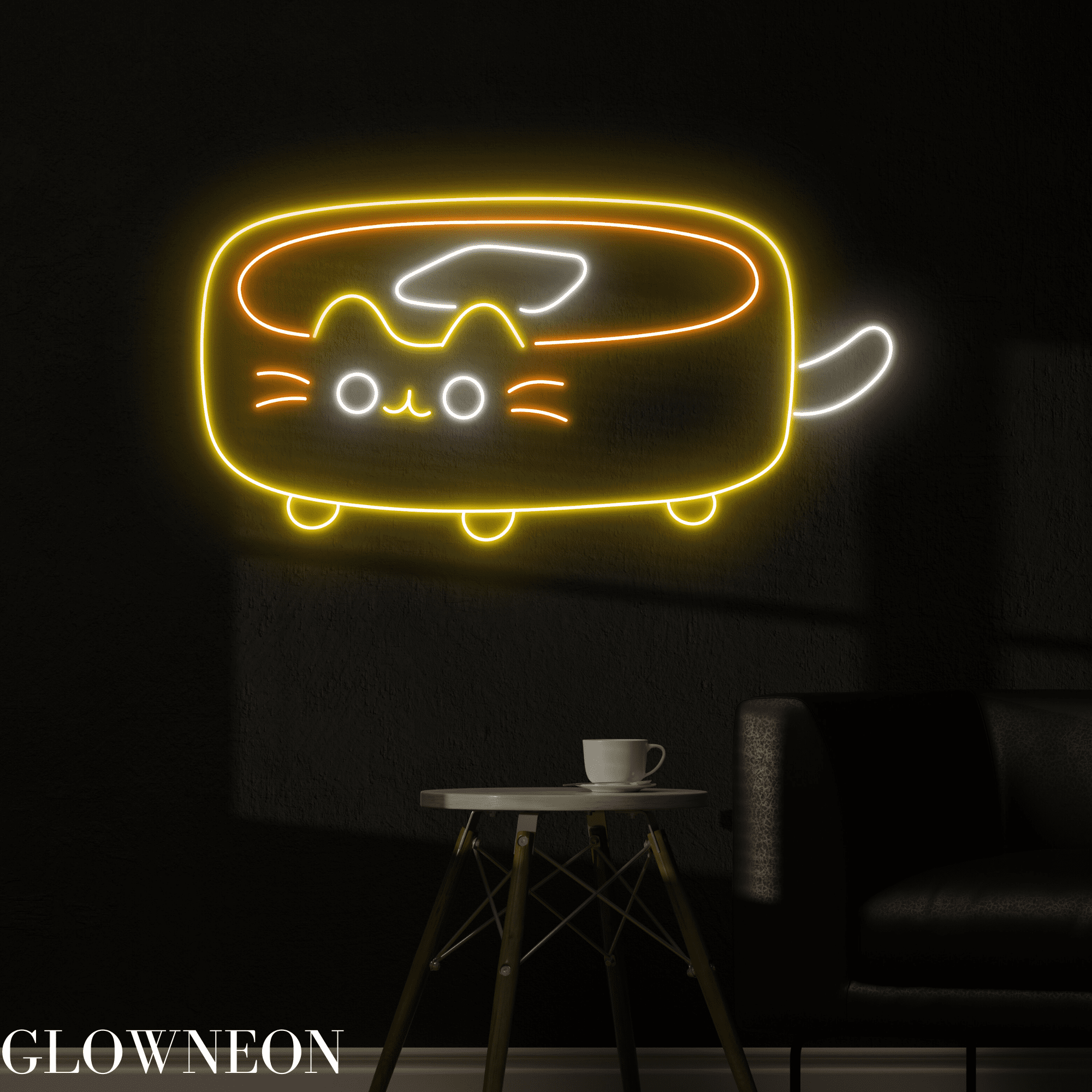 Glowneon Cat Waffle Neon Sign, Cat Waffle Led Sign, Bakery Wall Decor ...