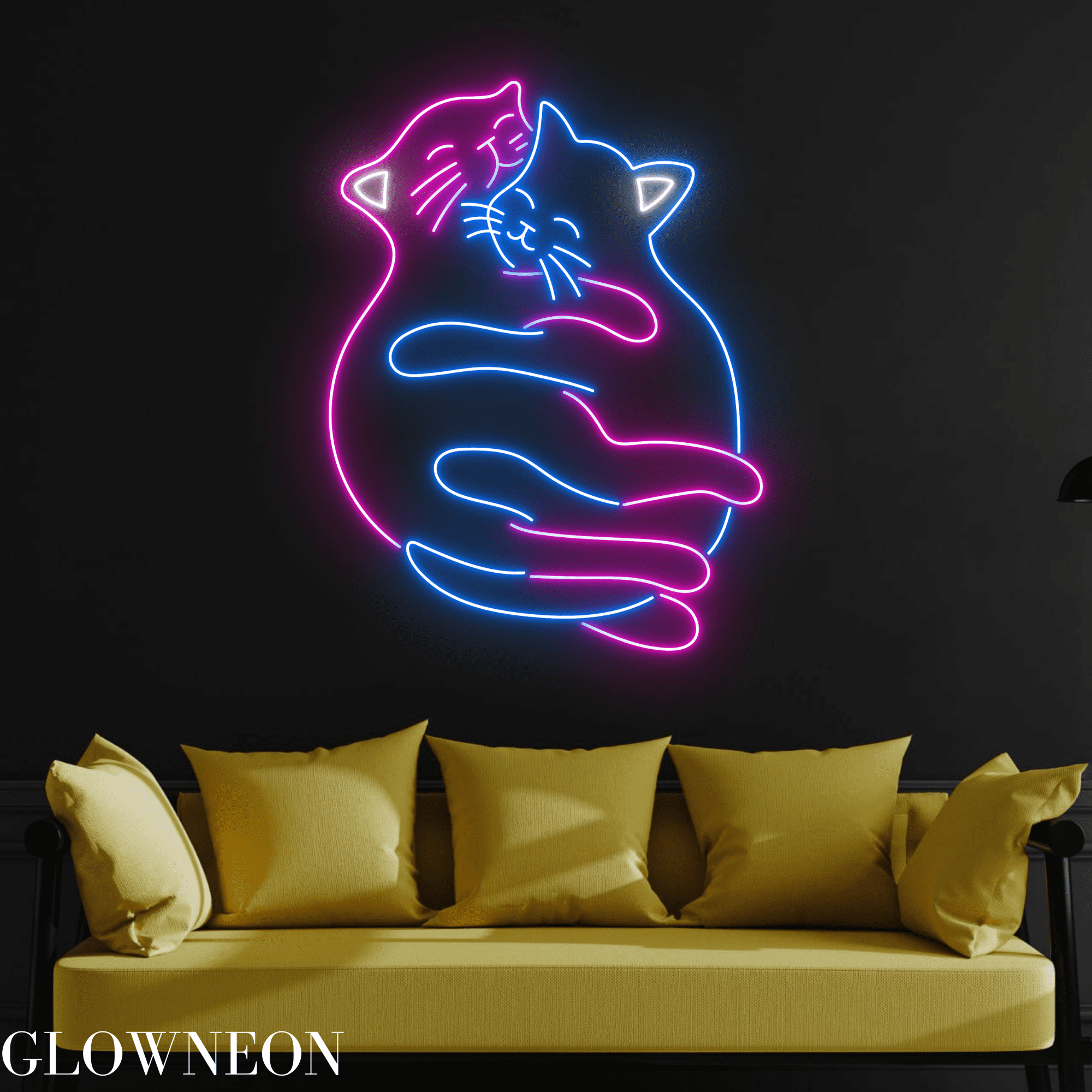 Glowneon Cats Hug Neon Sign, Cat Kitten Led Sign, Kid Room Wall Decor ...