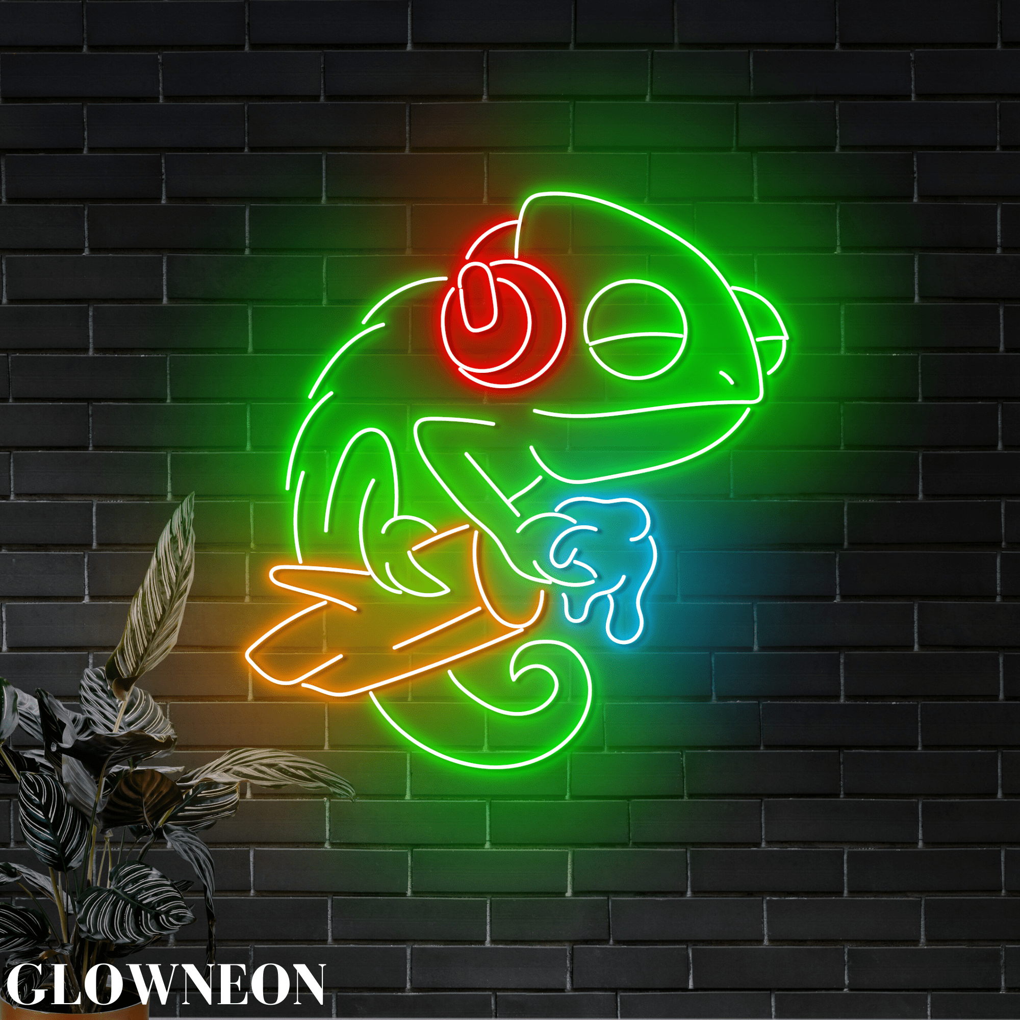 Glowneon Chameleon Music Neon Led Sign, Chameleon Wizard Wall Decor ...
