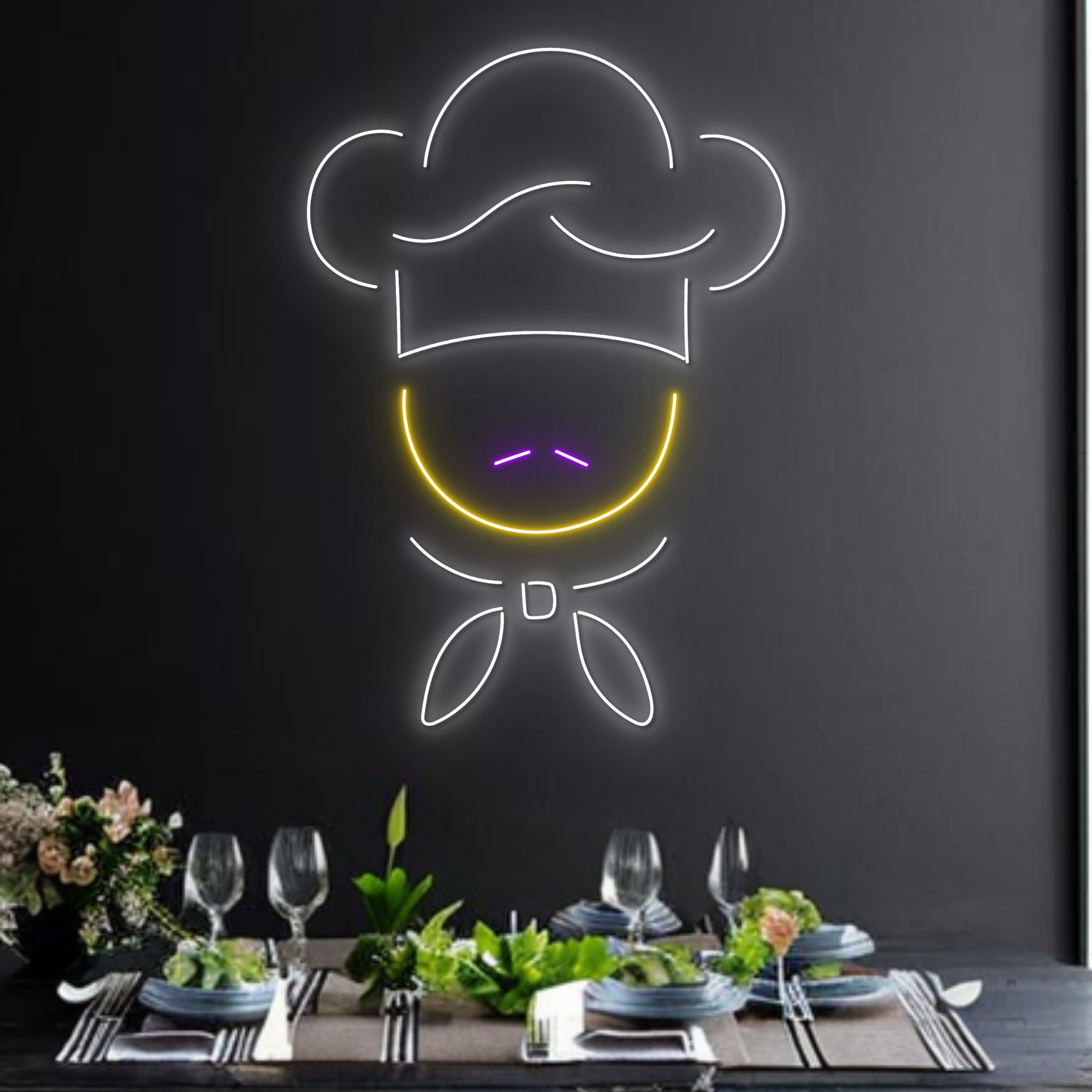 Glowneon Chef Neon Sign, Restaurant Logo Signboard Long-lasting Decor ...