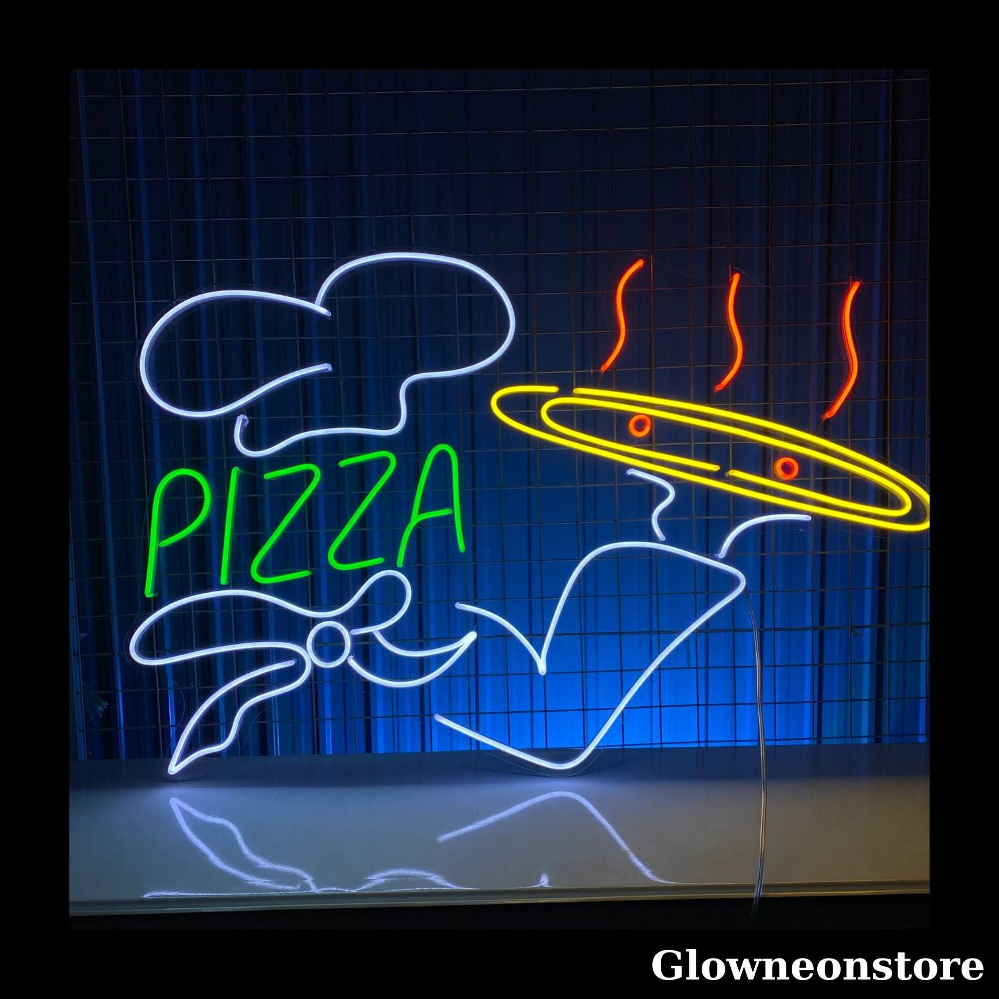 Glowneon Chef Pizza Neon Sign, Pizza Led Sign, Welcome Open Italian ...