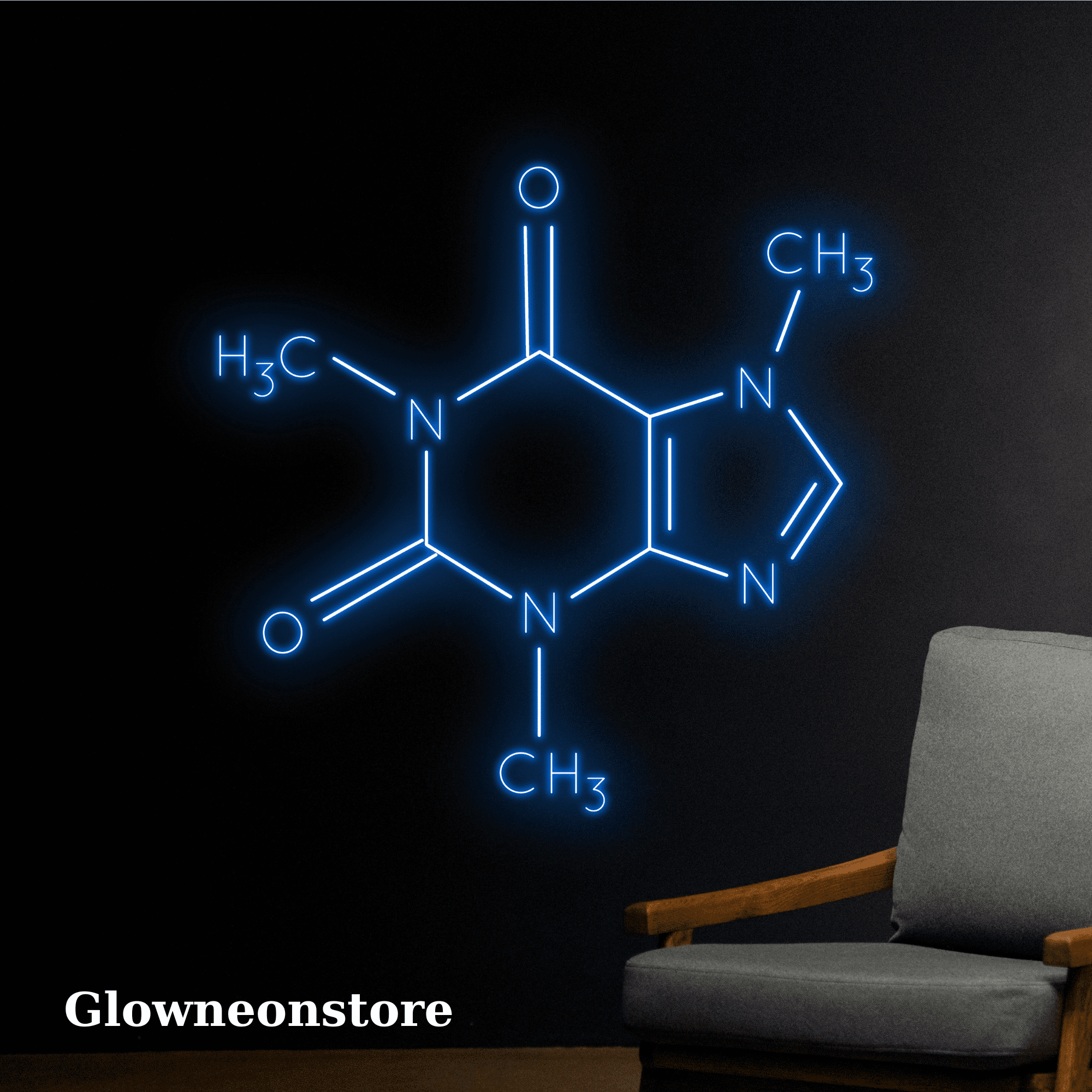 Glowneon Chemistry Molecule Neon Sign, Chemical Formula Wall Decor ...