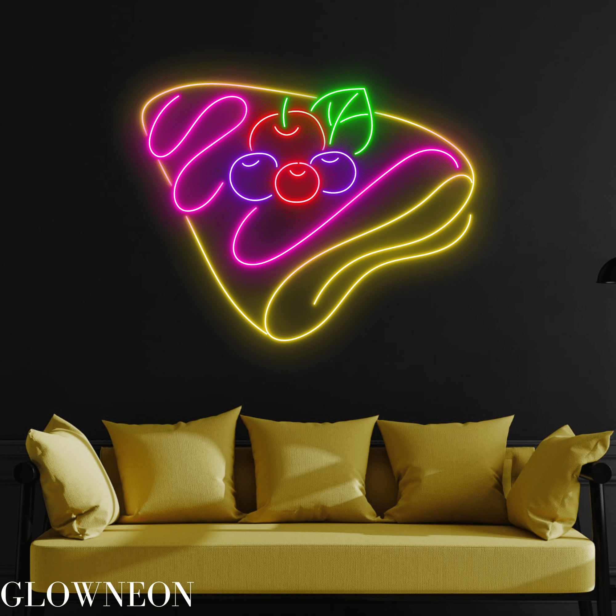 Glowneon Cherry Crepe Cake Neon Sign, Crepe Cake Bakery Led Light ...