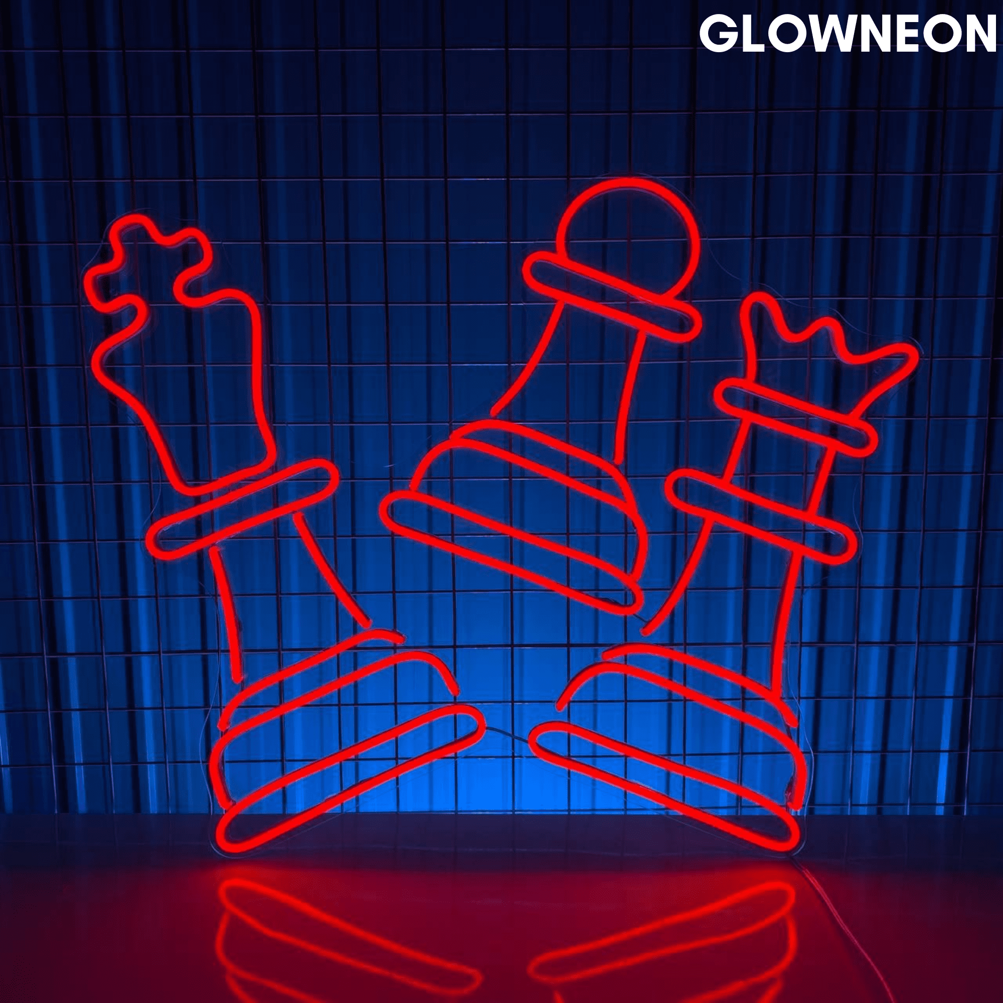 Glowneon Chess Pieces Neon Sign, Chess Club Man Cave Decor Led Sign ...