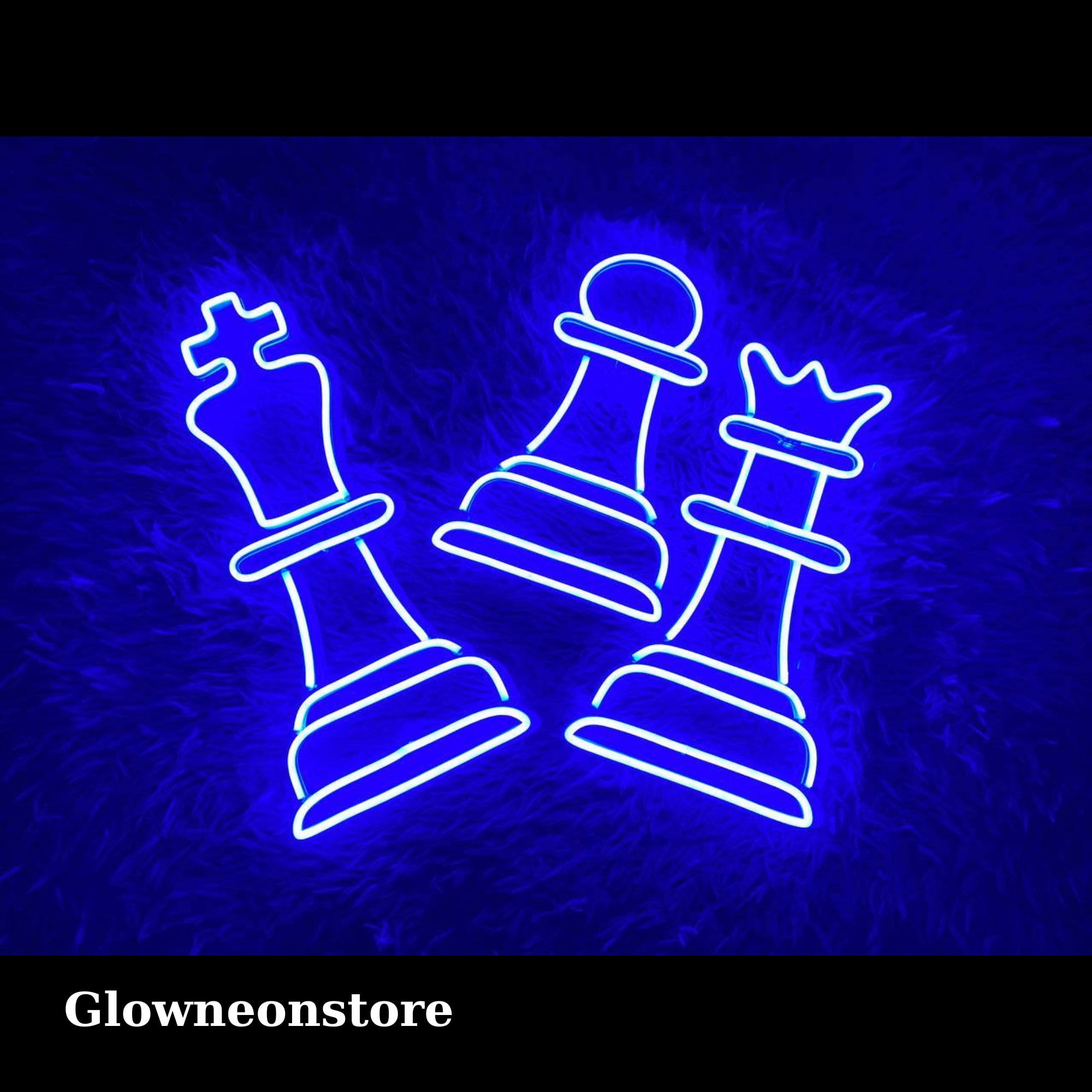 Glowneon Chessman Neon Sign, Chess King Neon Led, Chess Queen Led Light ...