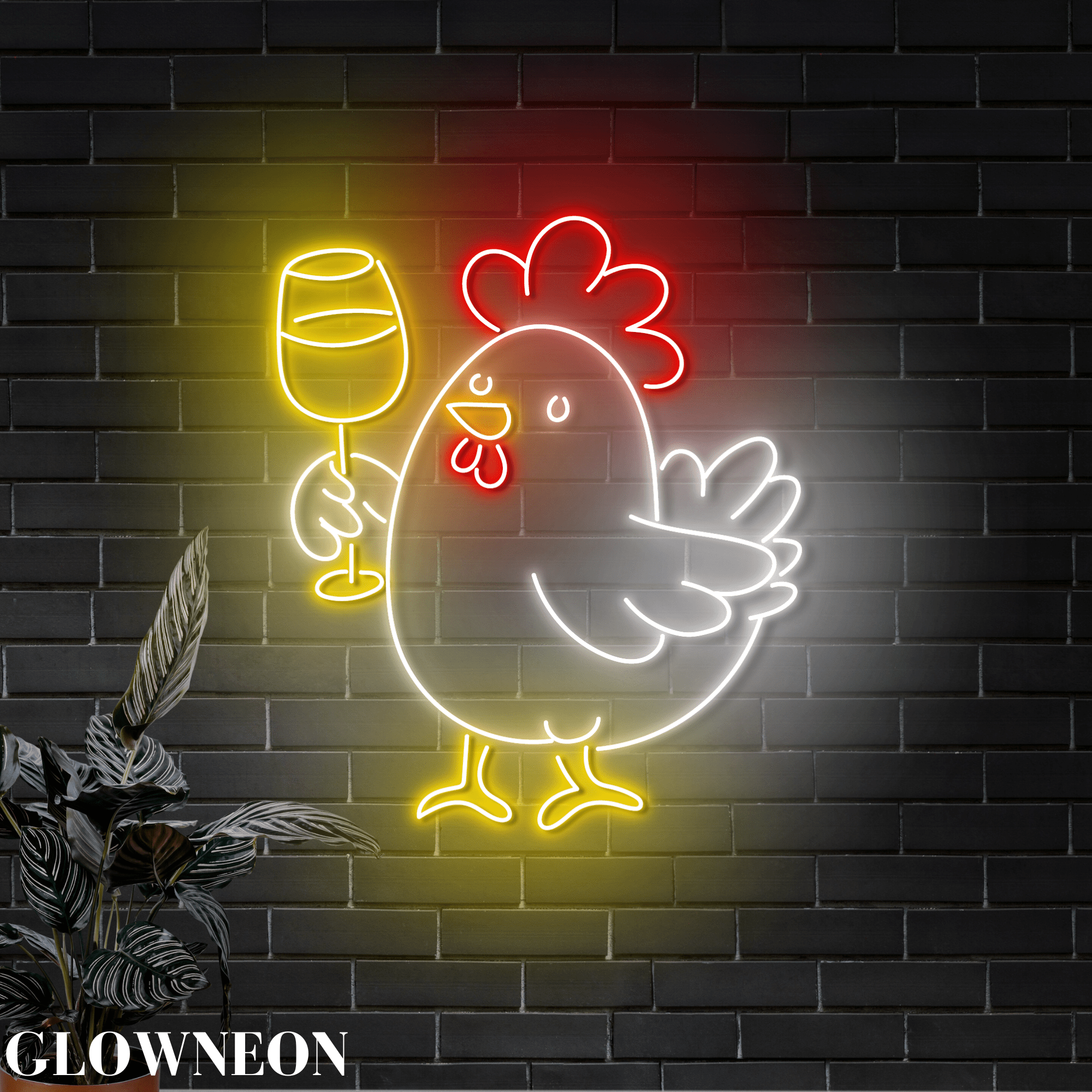 Glowneon Chicken Drink Wine Neon Sign, Chicken Led Sign, Bar Pub Art ...