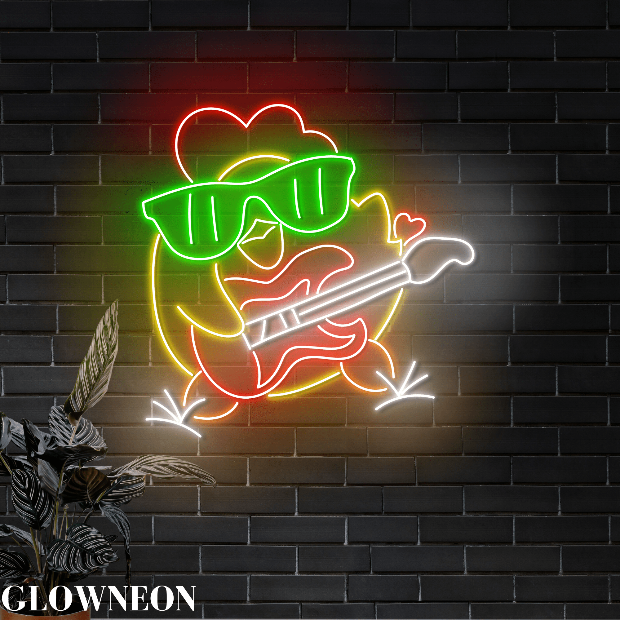 Glowneon Chicken Guitar Rock Neon Sign, Chicken Shop Sign, Music Sign ...
