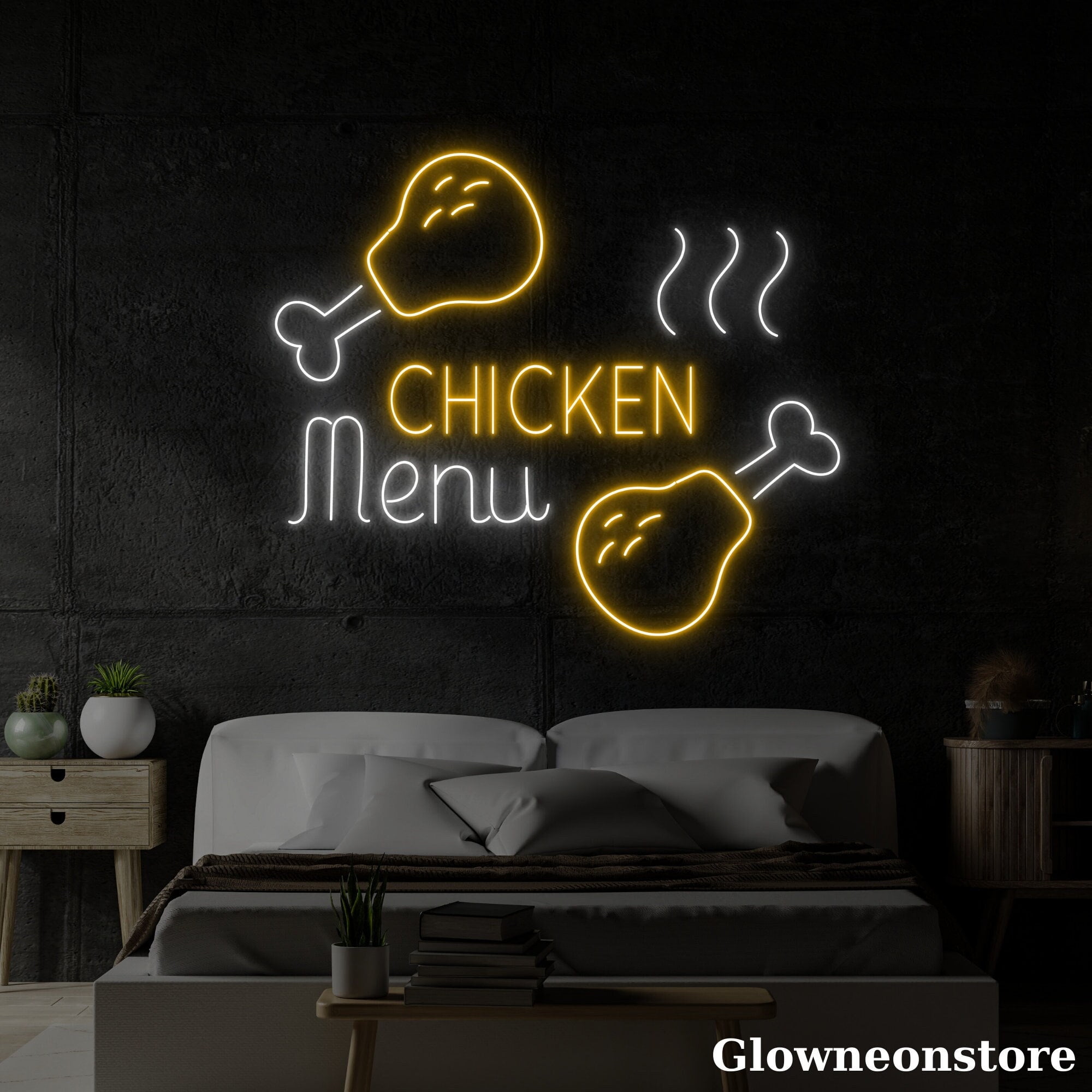 Glowneon Chicken Menu Neon Sign, Chicken Menu Led Light, Fast Food ...