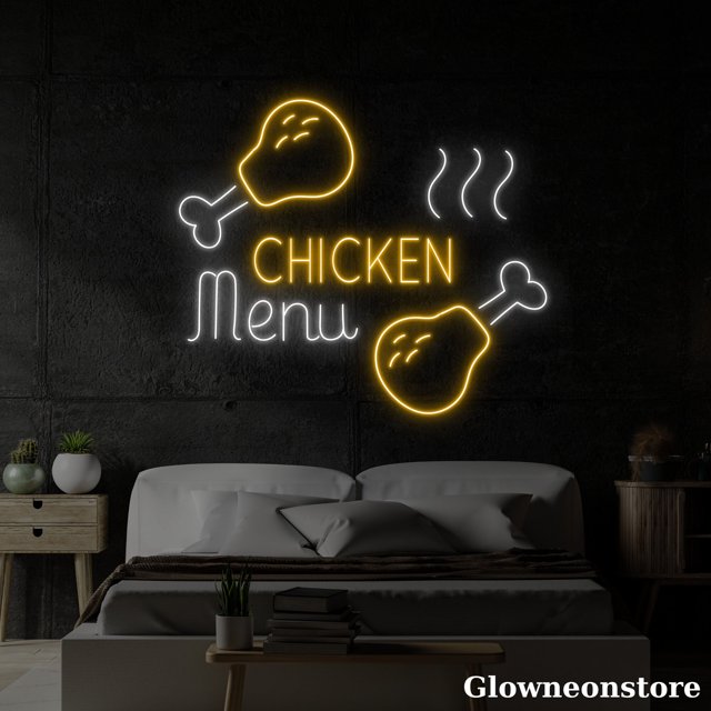 Glowneon Chicken Menu Neon Sign, Chicken Menu Led Light, Fast Food ...