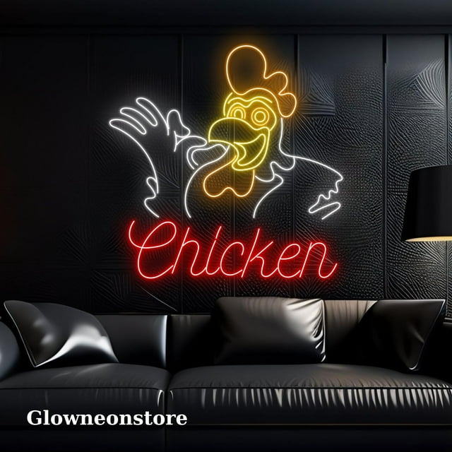 Glowneon Chicken Neon Sign, Chicken Led Light Sign, Chicken Open Sign ...