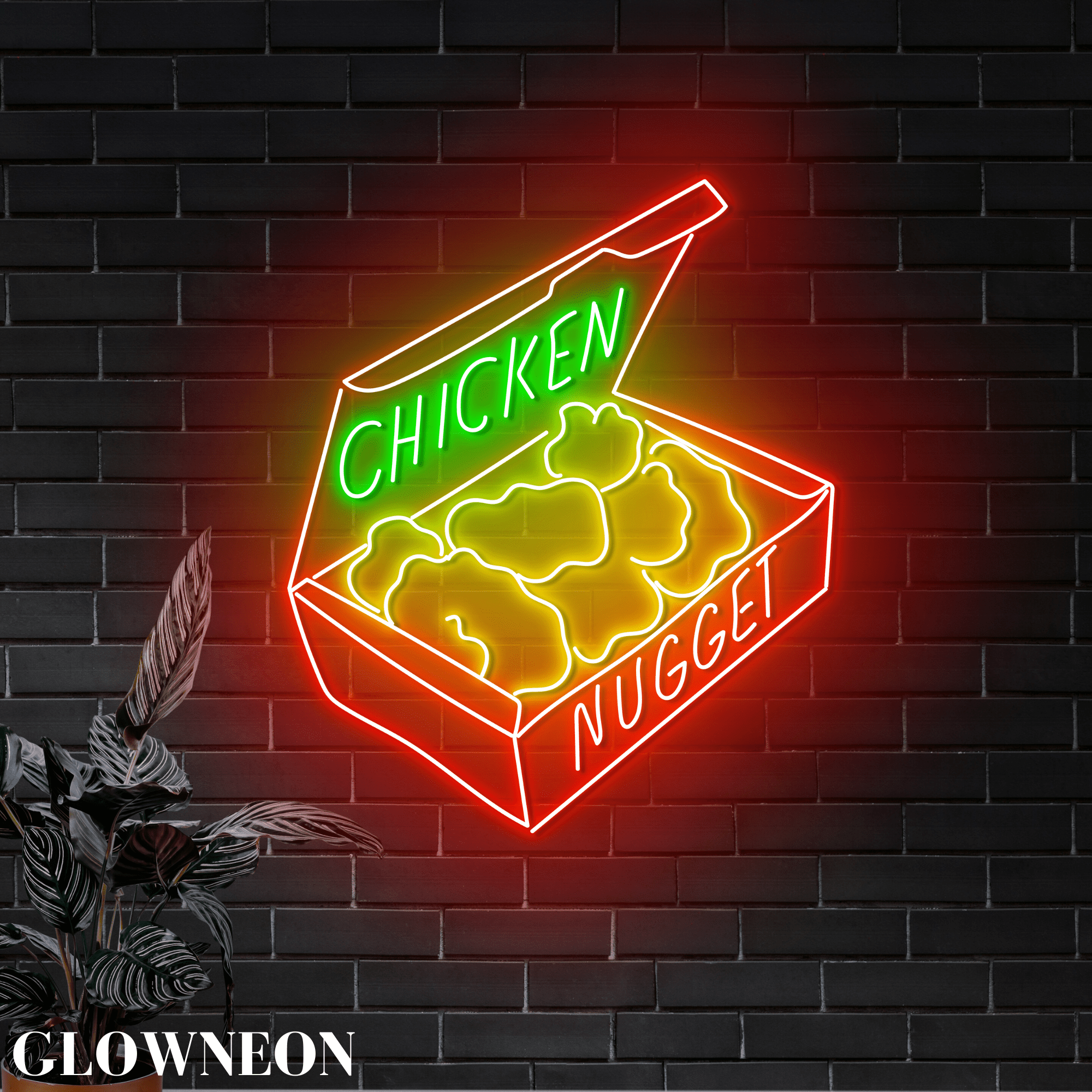 Glowneon Chicken Nuggets Box Led Neon Light For Chicken Shop Wall Art ...