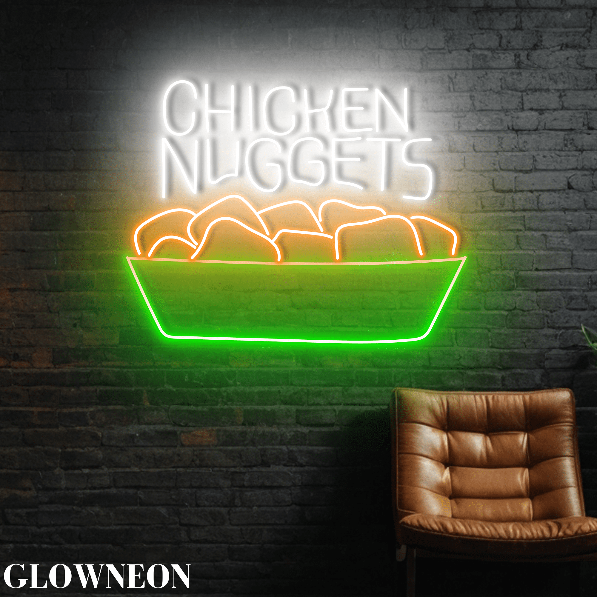 Glowneon Chicken Nuggets Led Lights, Chicken Nuggets Store Wall Decor ...