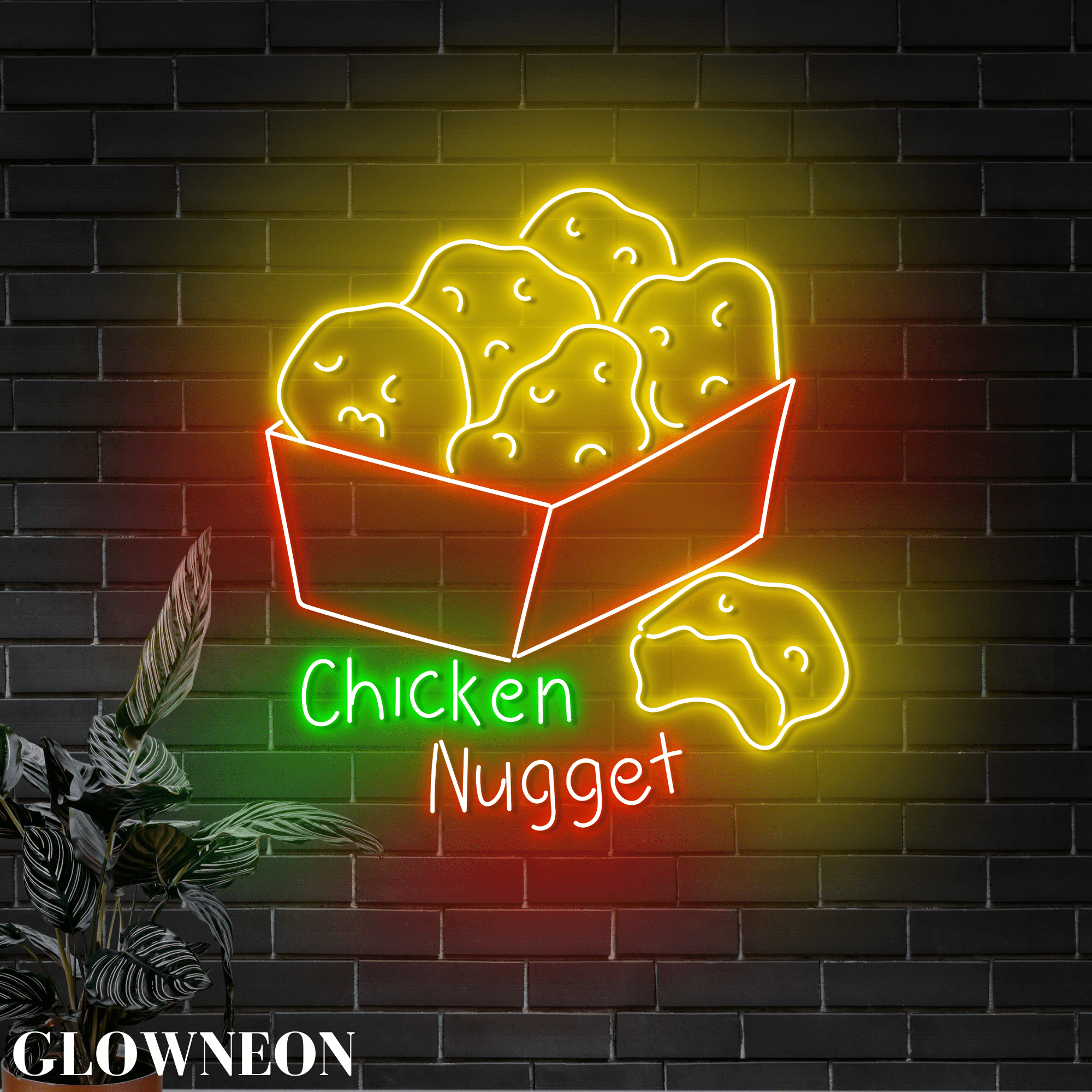 Glowneon Chicken Nuggets Neon Light Sign, Chicken Restaurant Wall Art ...