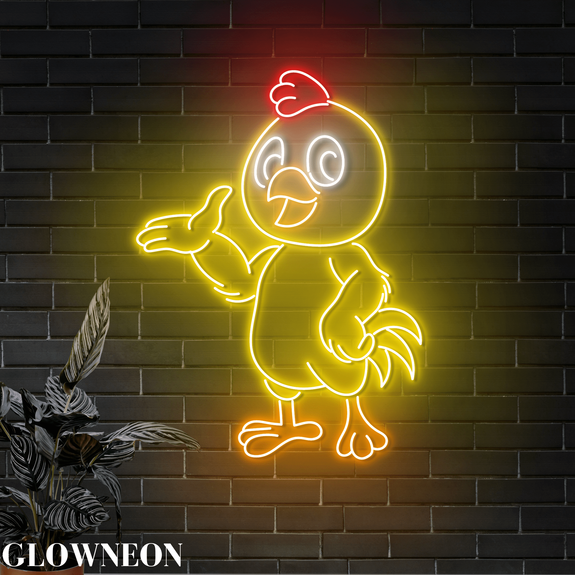 Glowneon Chicken Welcome Neon Sign, Fried Chicken Restaurant Led Sign ...