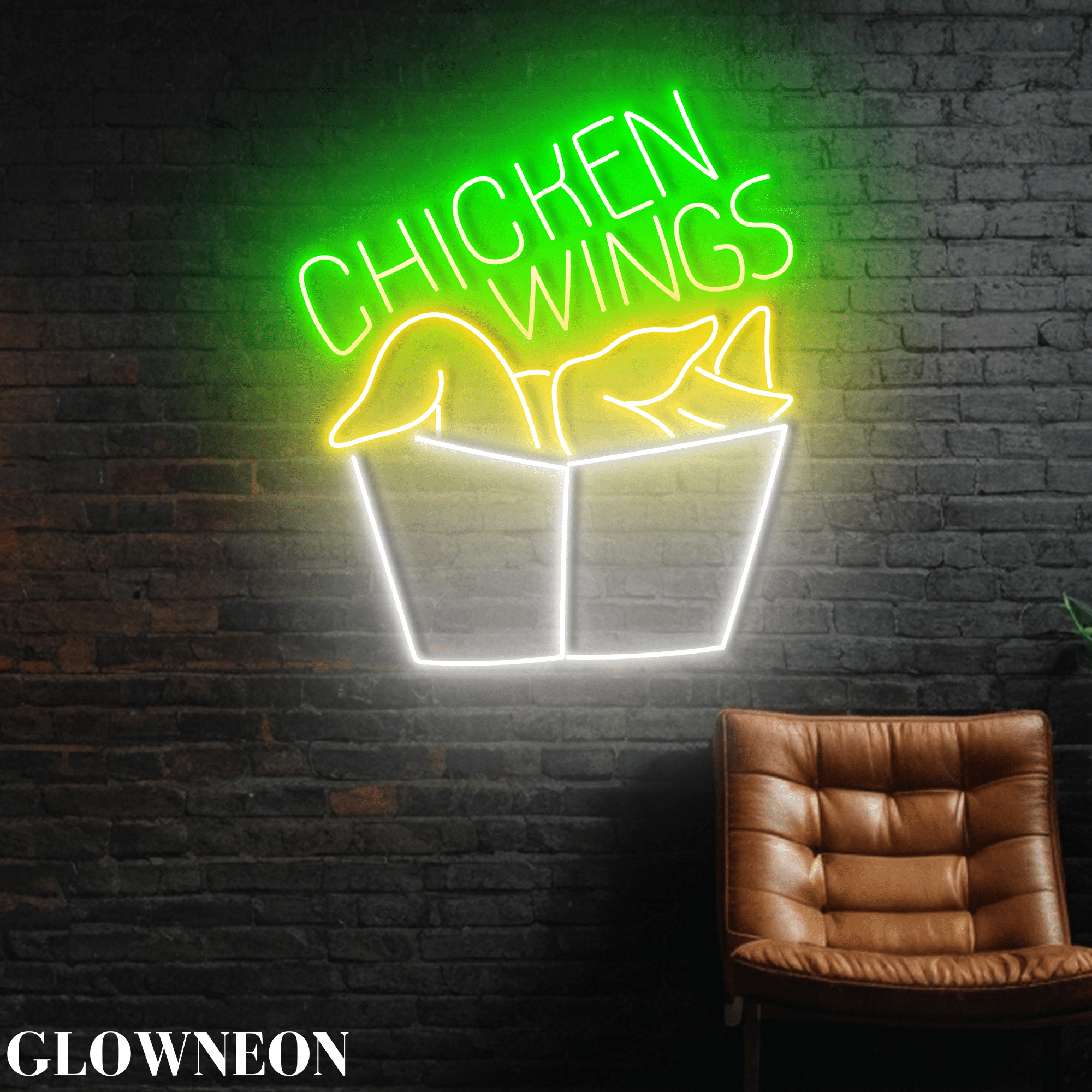 Glowneon Chicken Wings Neon Sign, Fried Chicken Restaurant Led Sign ...
