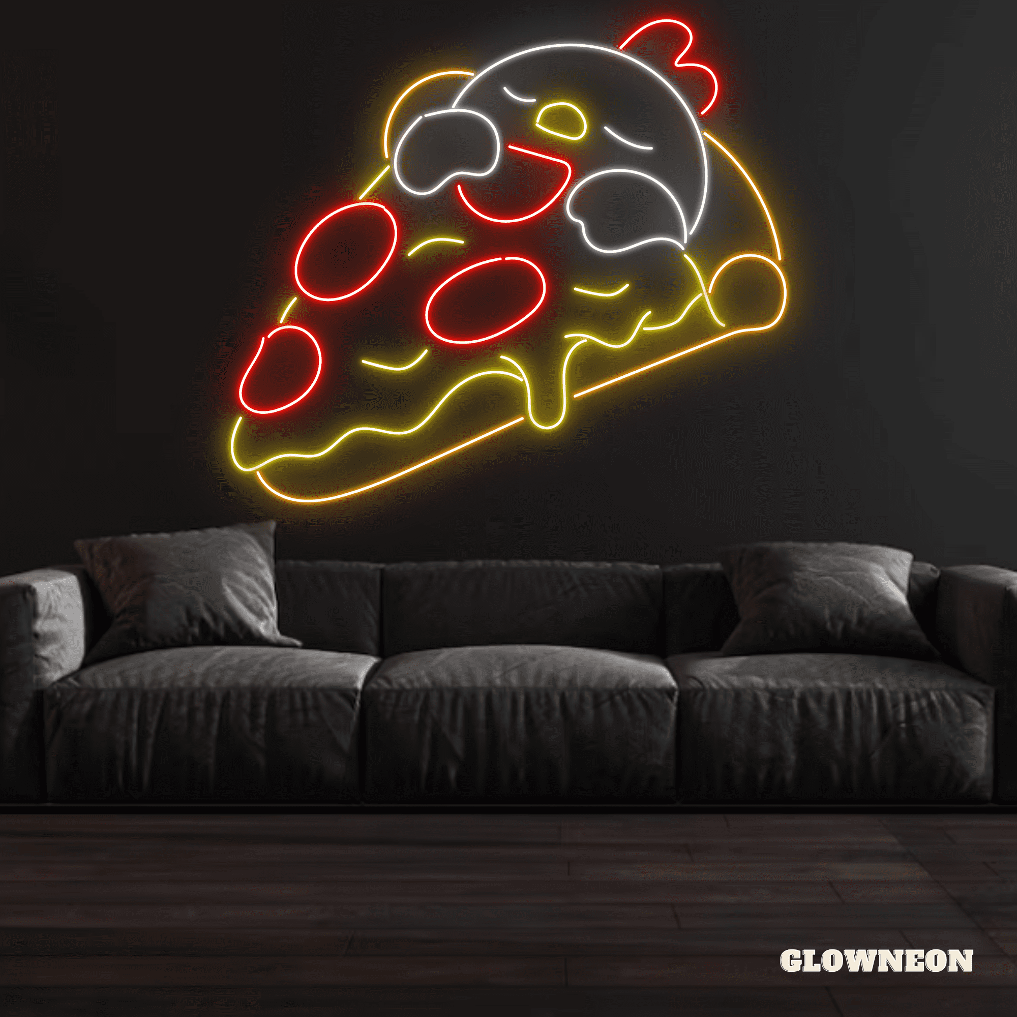 Glowneon Chicken with Pizza Neon Sign, Restaurant Decor, Pizza Signs ...