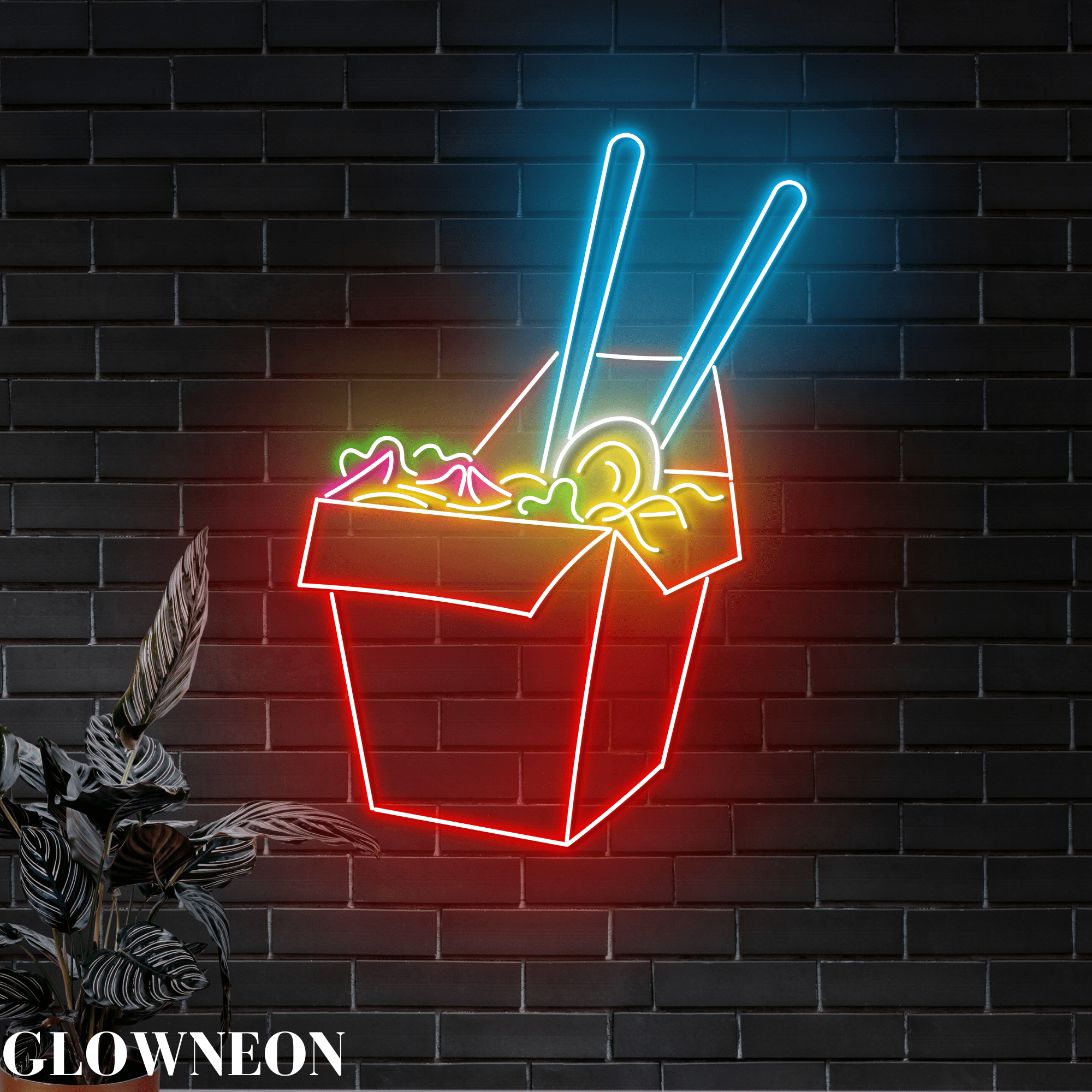 Glowneon Chinese Ramen Take Out Box Led Sign, Ramen Noodle Shop Decor ...