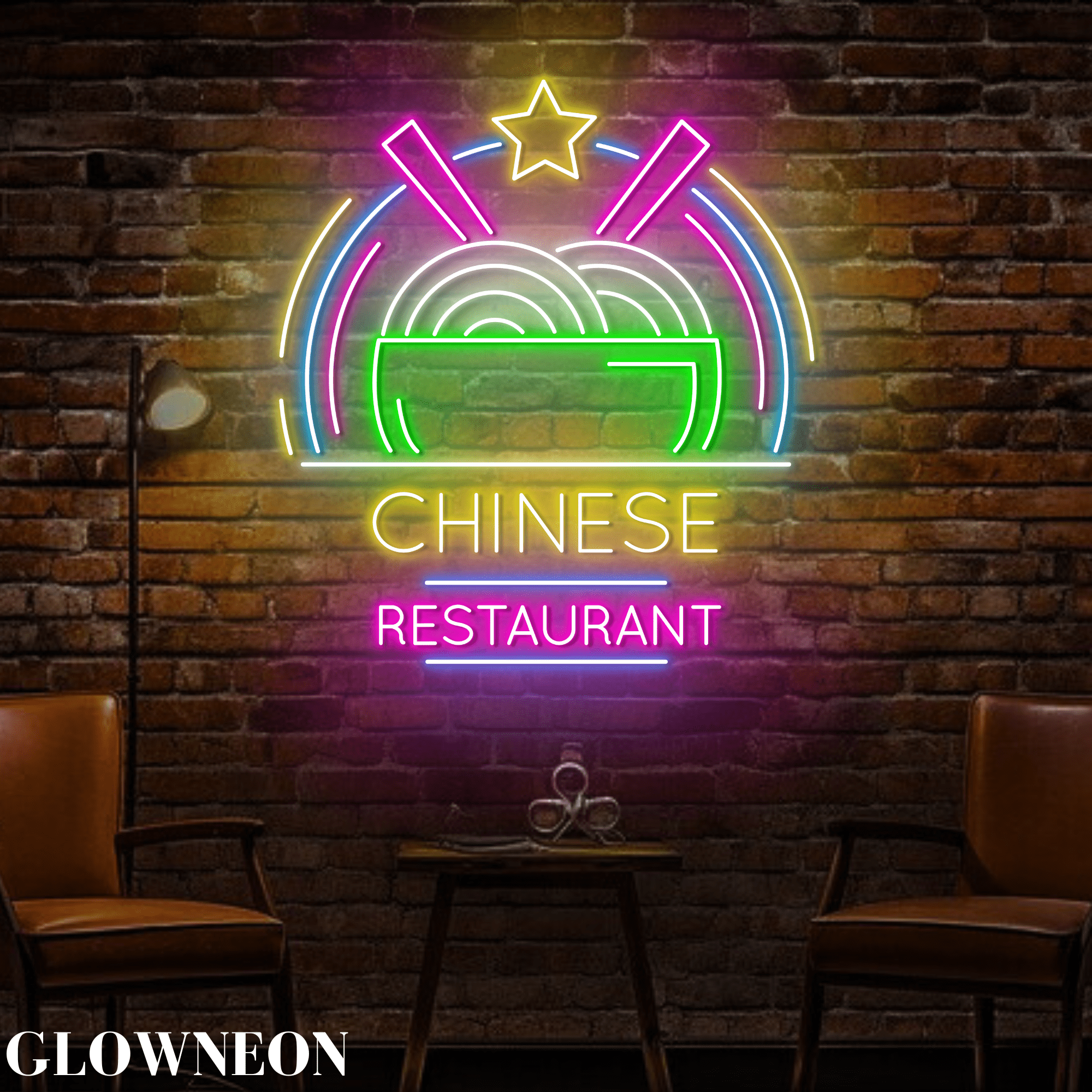 Glowneon Chinese Restaurant Neon Sign, Chinese Food Shop Led Wall Art ...