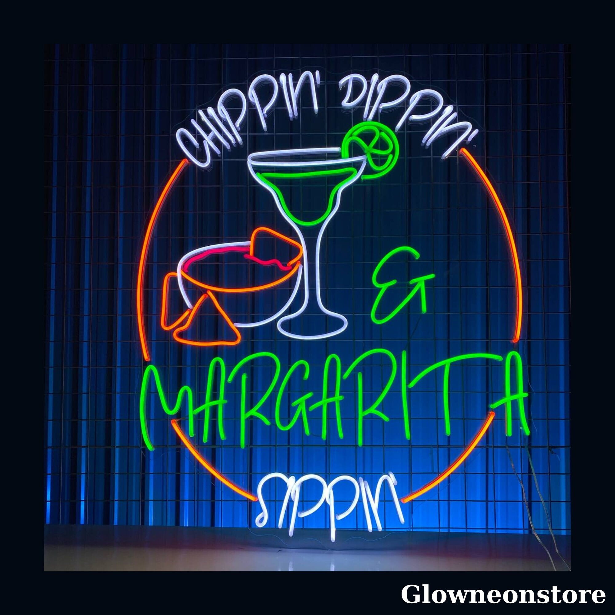 Glowneon Chippin Dippin Margarita Sippin Neon Sign, Margarita LED Sign ...