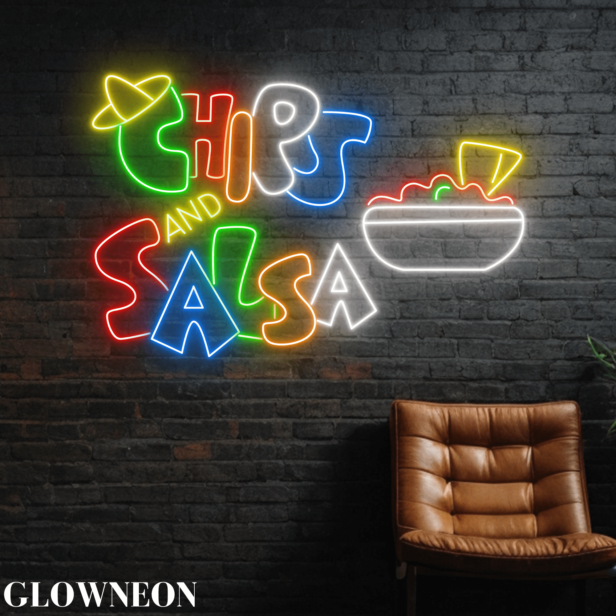 Glowneon Chips And Salsa Neon Sign, Mexican Nachos Restaurant Led Art ...