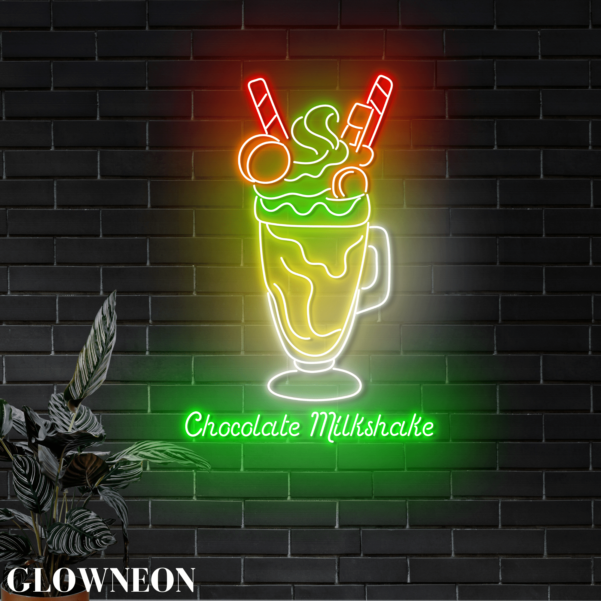 Glowneon Chocolate Milkshake Neon Wall Art, Milkshake Shop Wall Decor ...