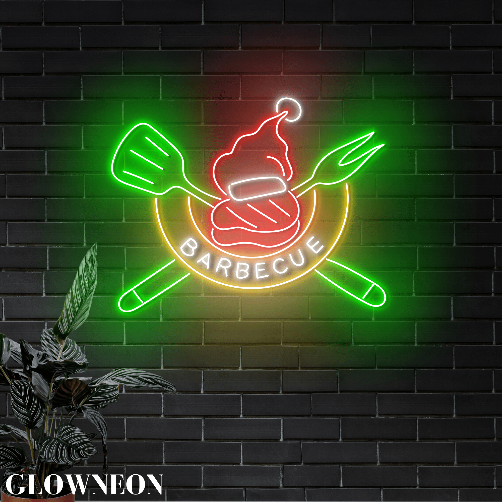 Glowneon Christmas Barbecue Restaurant Led Wall Decor, Grill Bar Sign ...