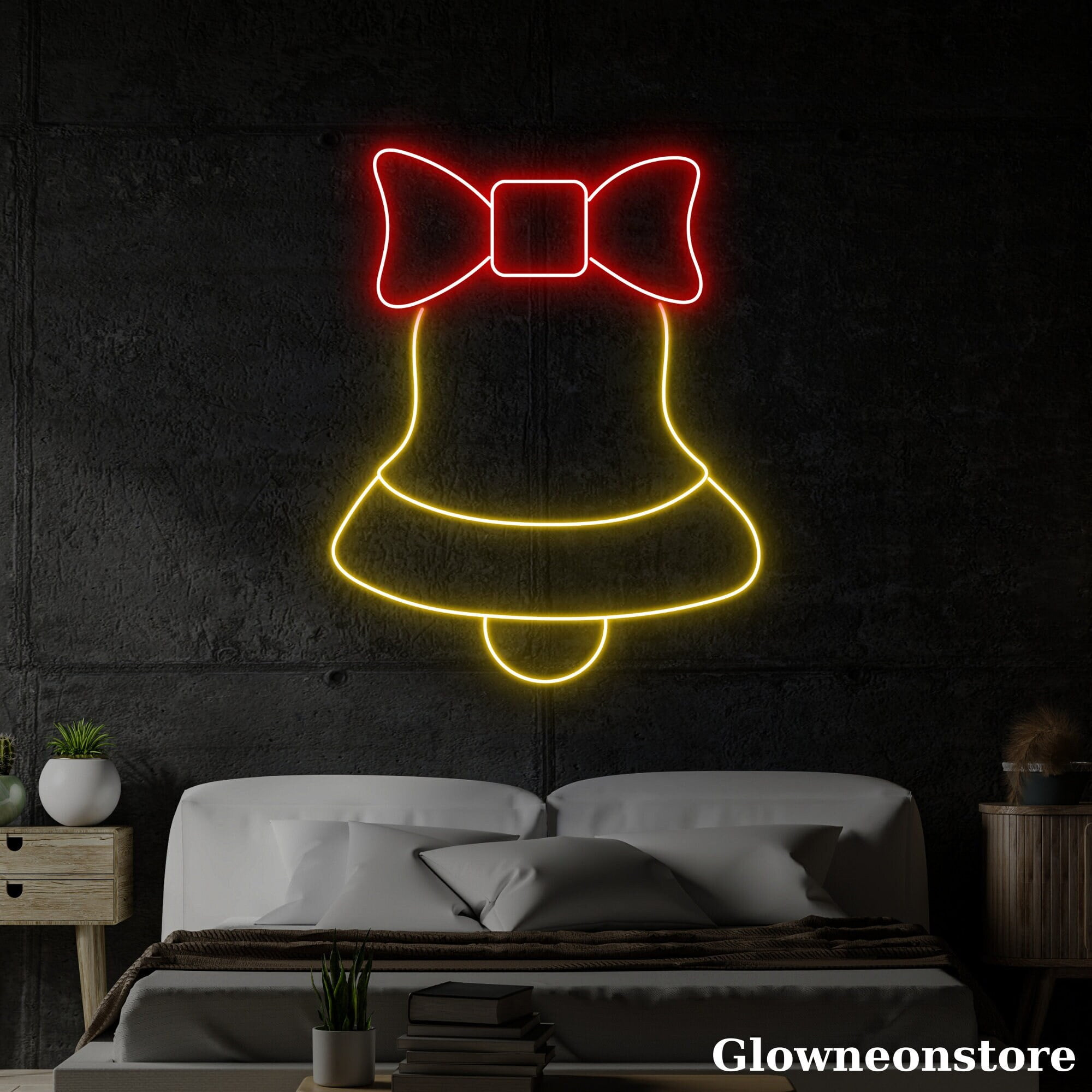 Glowneon Christmas Bell Neon Sign, Christmas Bell LED Sign, Custom Neon ...