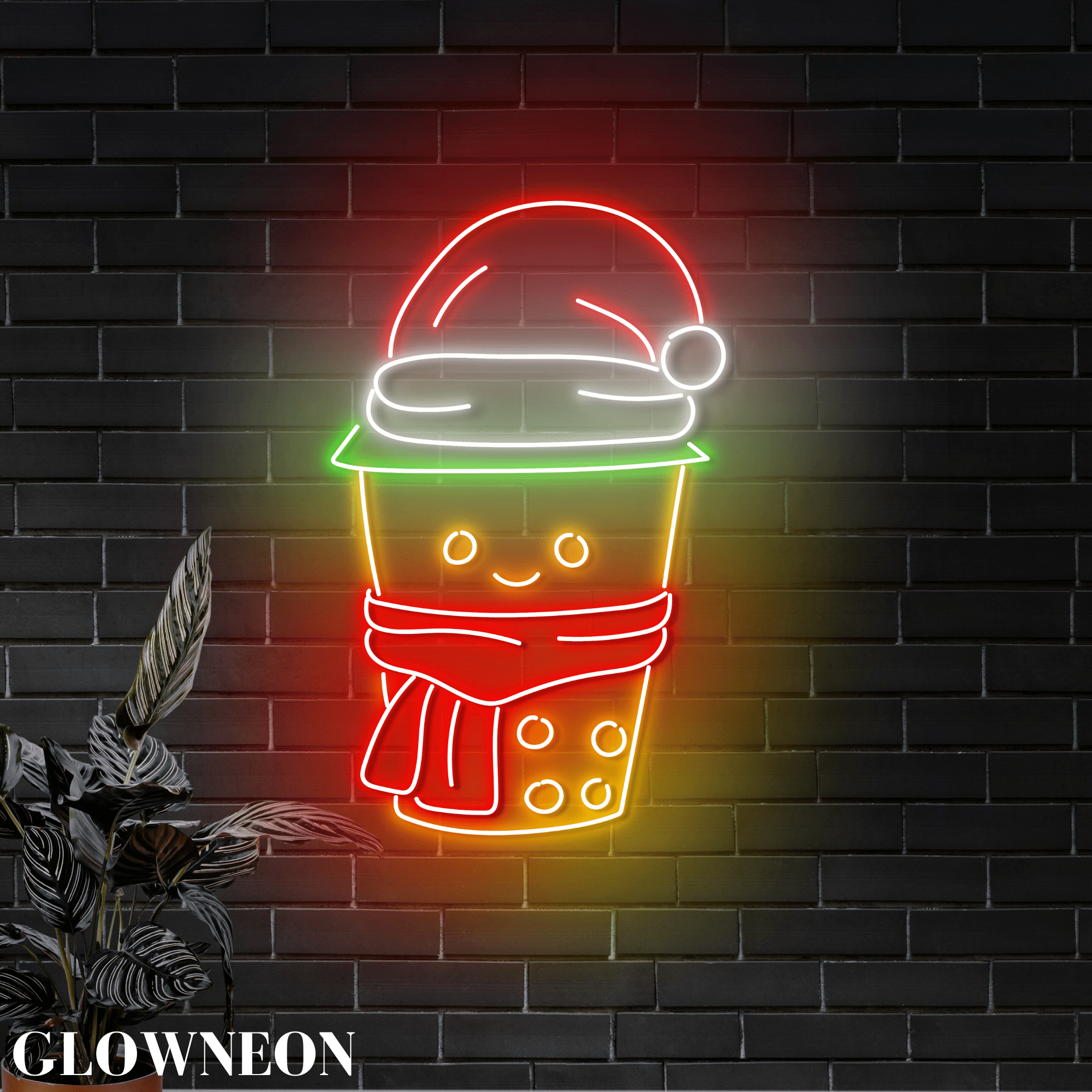 Glowneon Christmas Boba Tea Neon Sign, Christmas Boba Tea Shop Decor ...