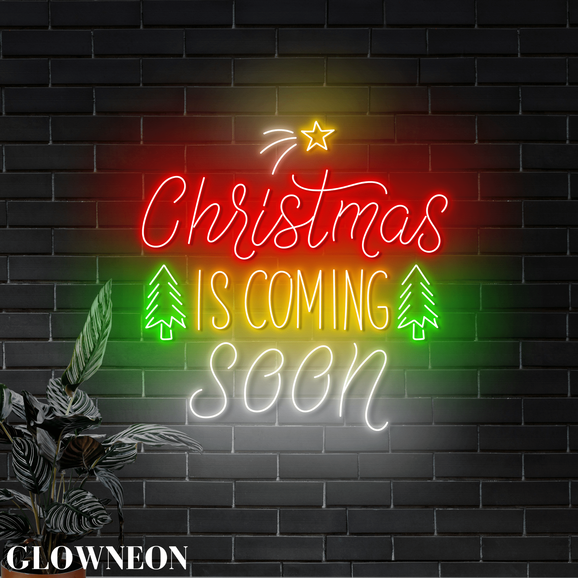 Glowneon Christmas Is Coming Soon Neon Sign, Christmas Party Wall Art ...