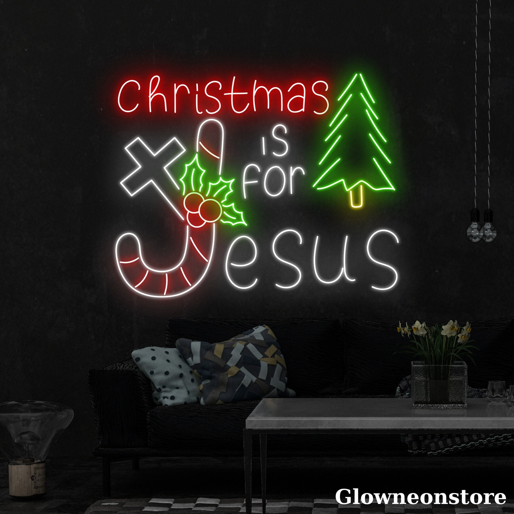 Glowneon Christmas Is For Jesus Neon Sign, Merry Christmas Led Sign ...
