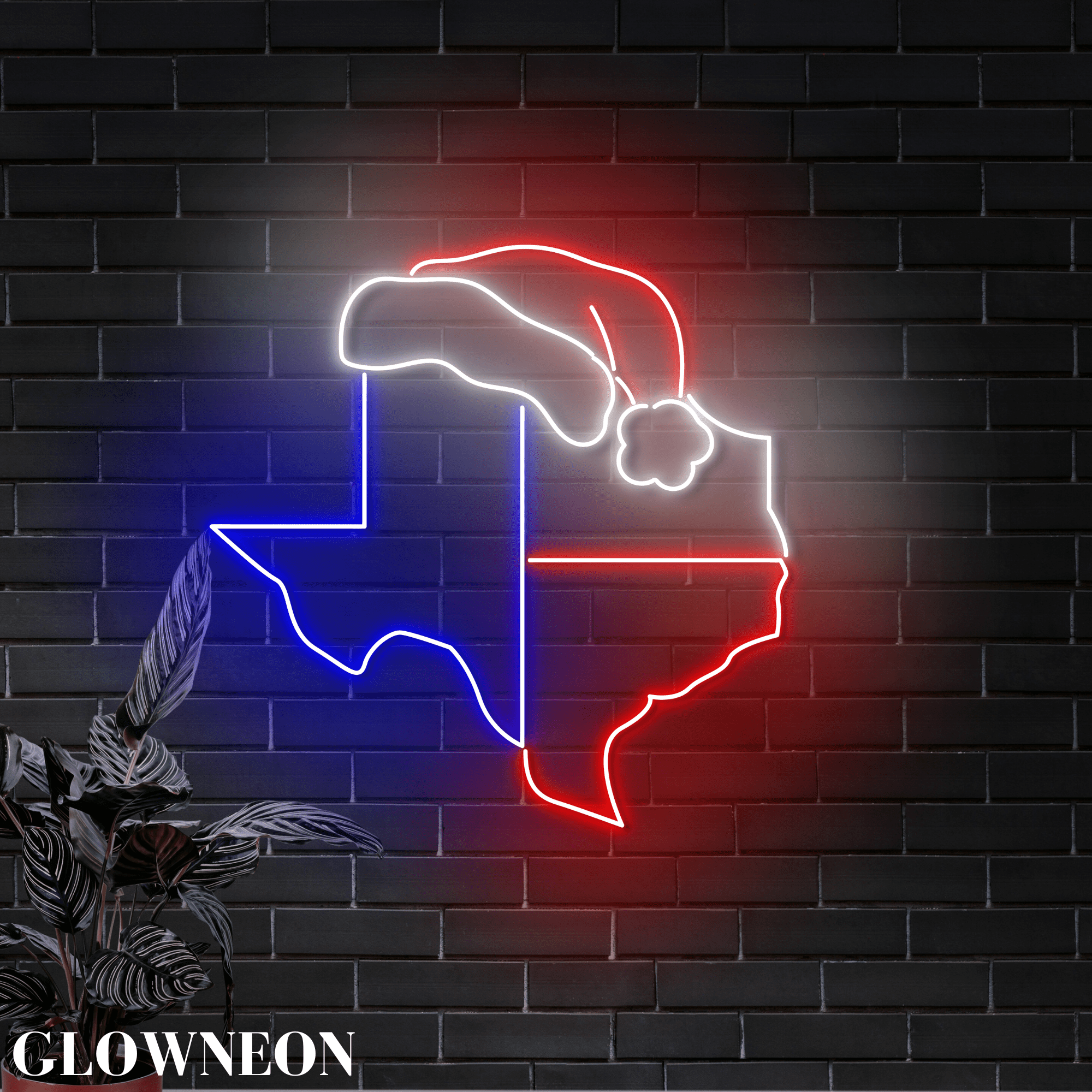 Glowneon Christmas Texas Neon Wall Decor, Western Texas Map Xmas Sign ...
