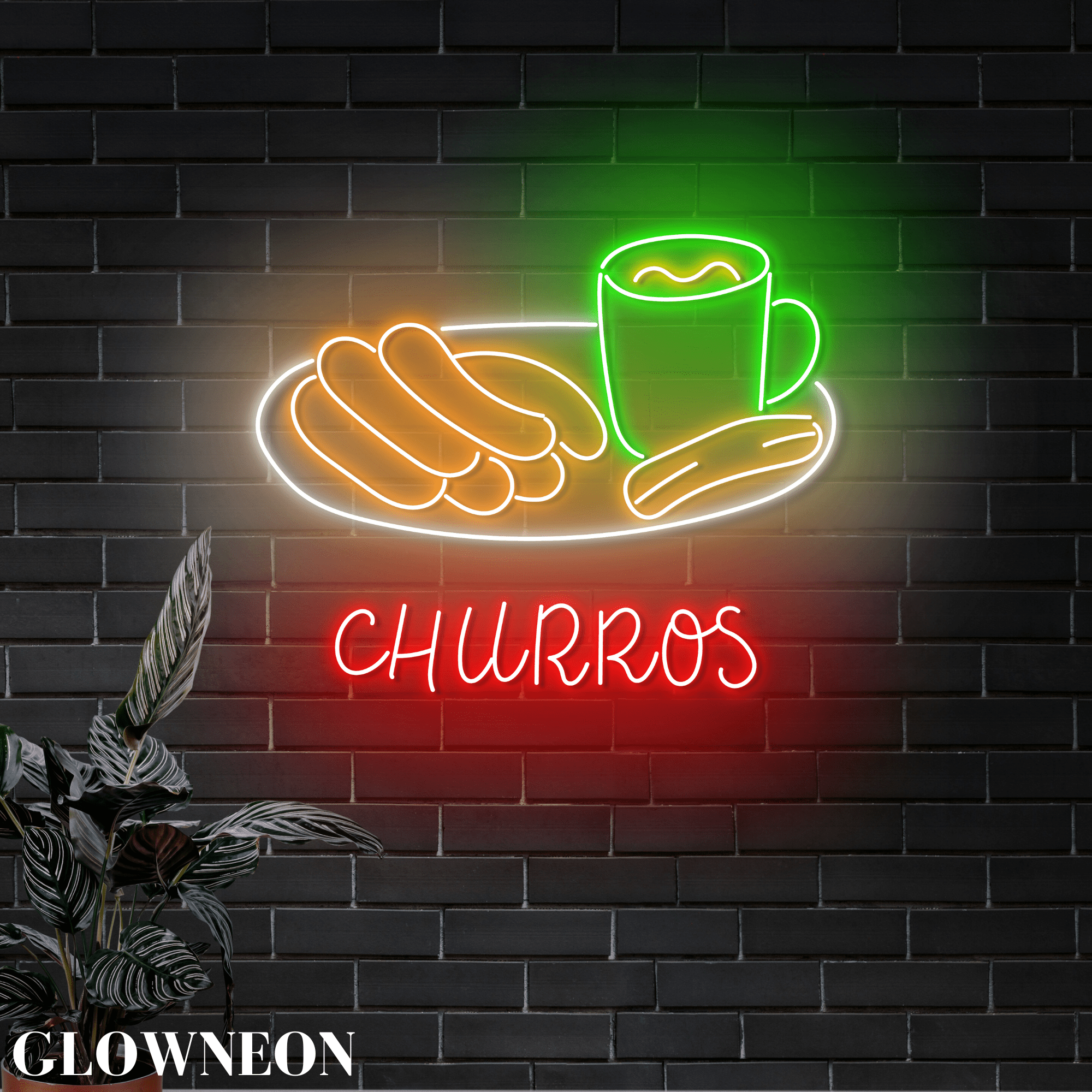 Glowneon Churros Chocolate Led Sign, Spanish Churros Restaurant Decor ...