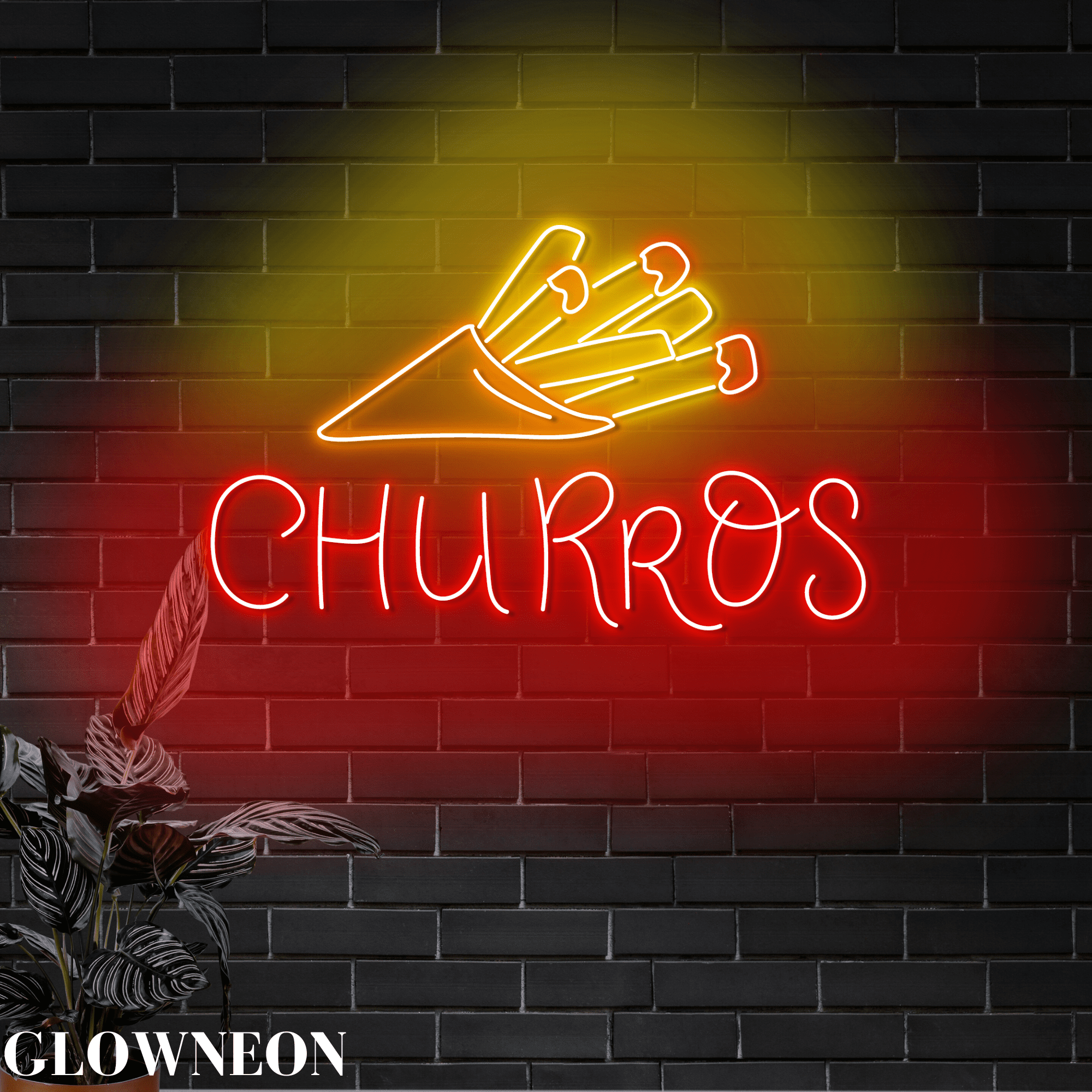 Glowneon Churros Neon Sign, Churros Spanish Restaurant Wall Led Sign ...