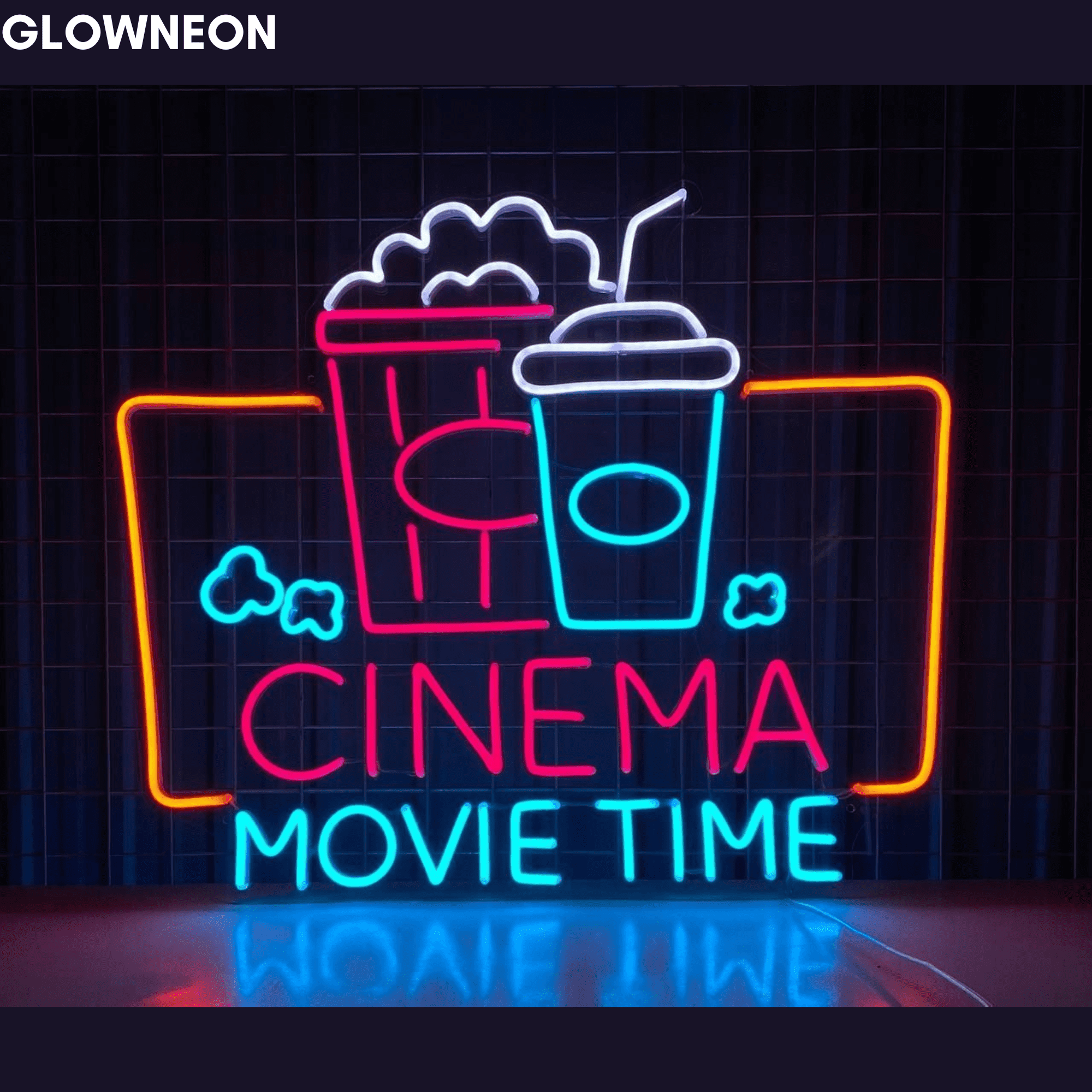 Glowneon Cinema Movie Time Neon Sign, Popcorn Coke Bar Wall Led Sign ...