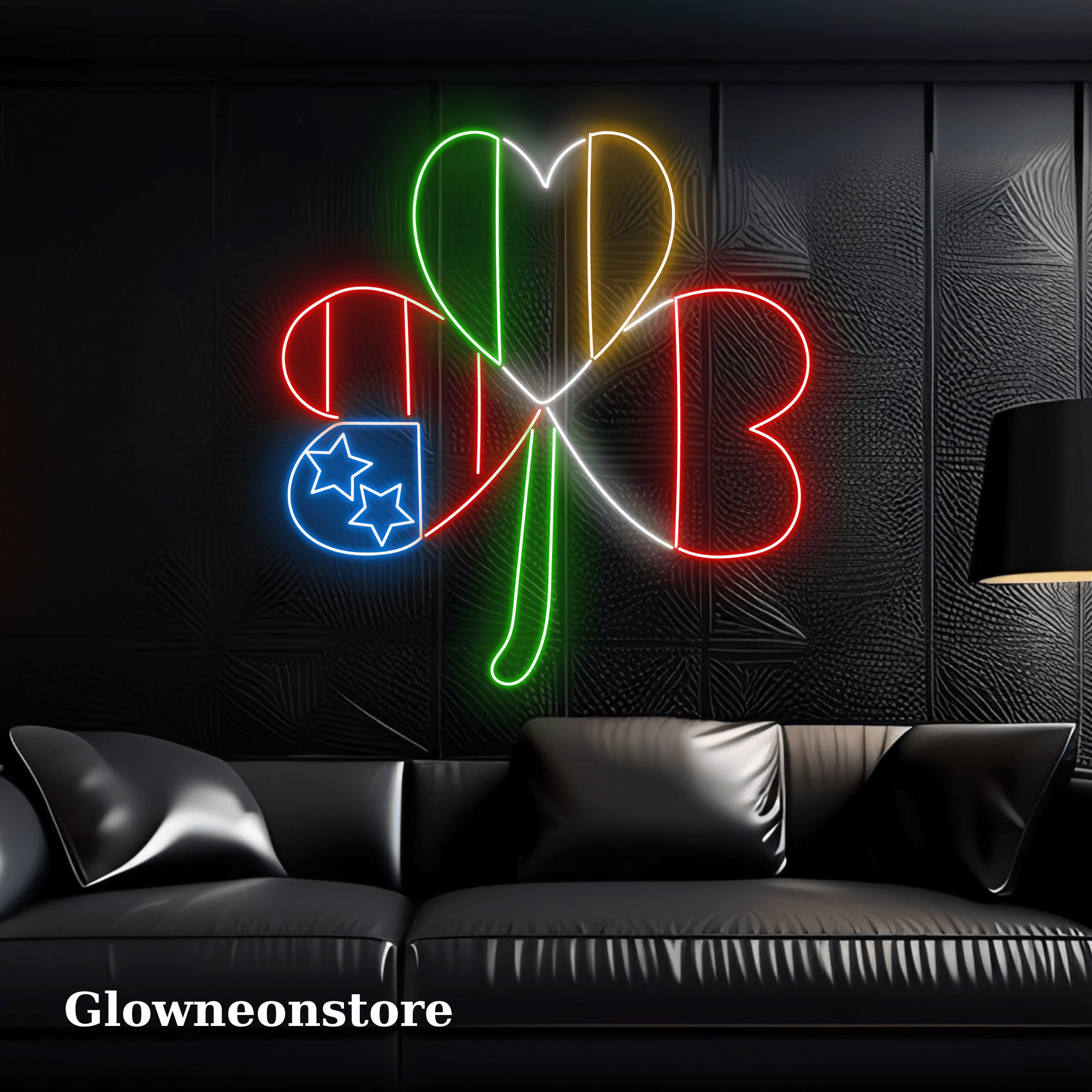 Glowneon Clover Leaf Flag American Ireland Monaco Neon, Shamrock Sign ...