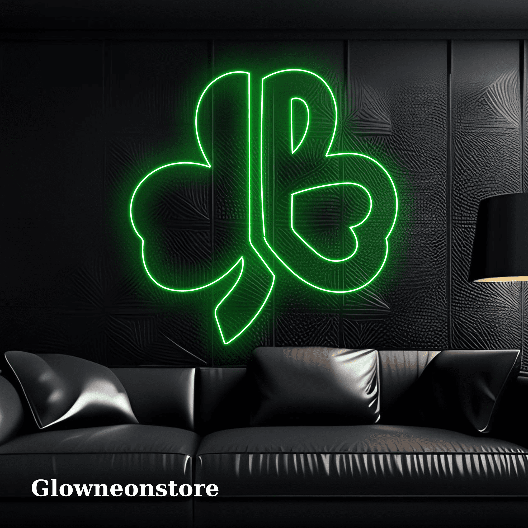 Glowneon Clover Leaf Line Symbol Neon Sign, Clover Symbol Led Sign ...