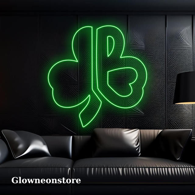 Glowneon Clover Leaf Line Symbol Neon Sign, Clover Symbol Led Sign ...