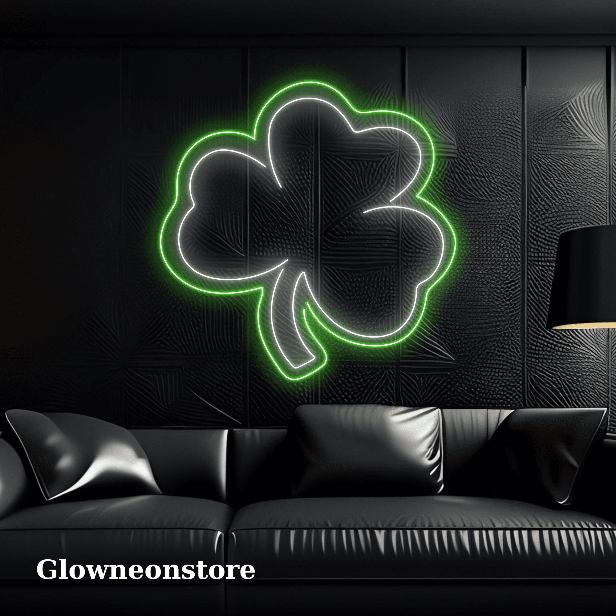Glowneon Clover Line Art Neon Sign, Clover Symbol Led Light Decor ...