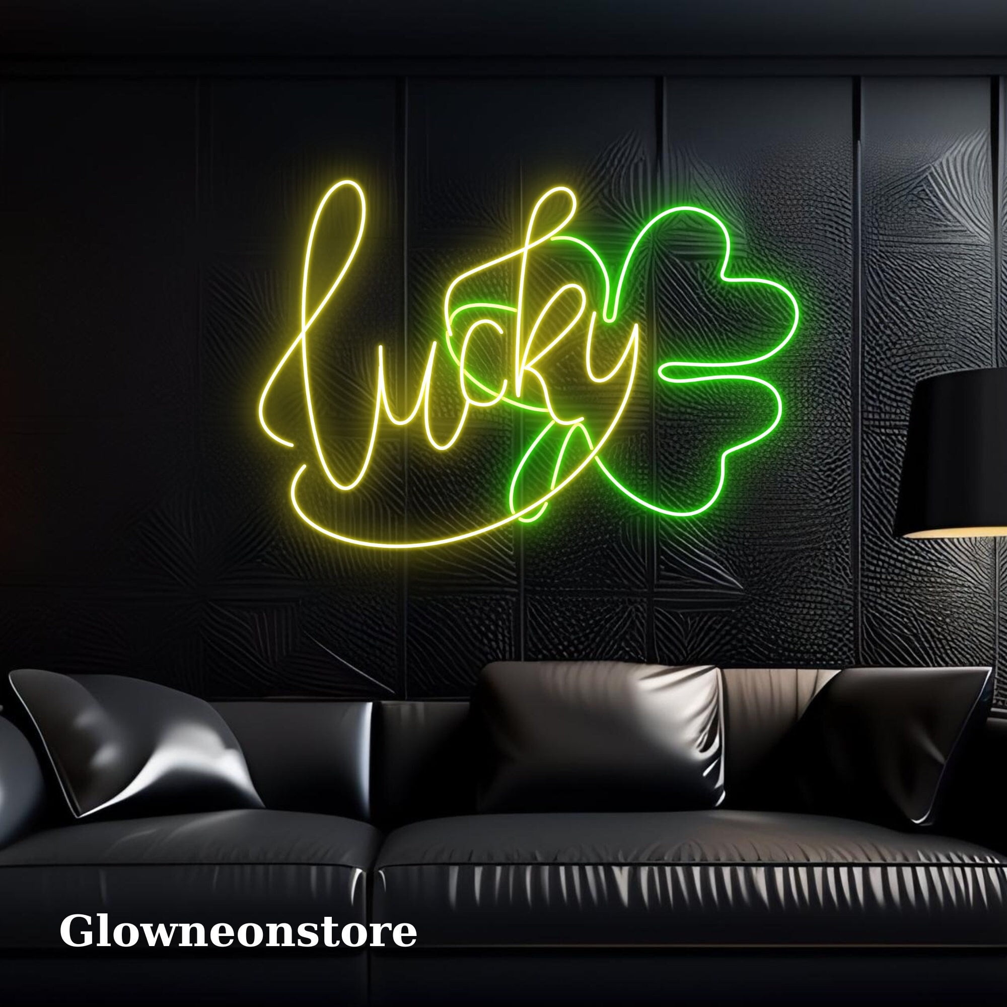 Glowneon Clover Lucky Neon Sign, Clover Lucky Led Light, Shamrock Neon ...