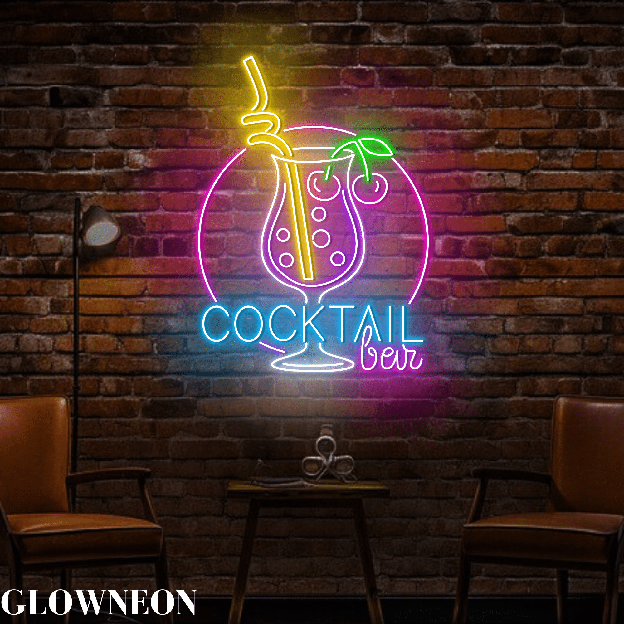 Glowneon Cocktail Bar Wall Art, Bar Pub Neon Sign, Cocktail Shop Sign ...