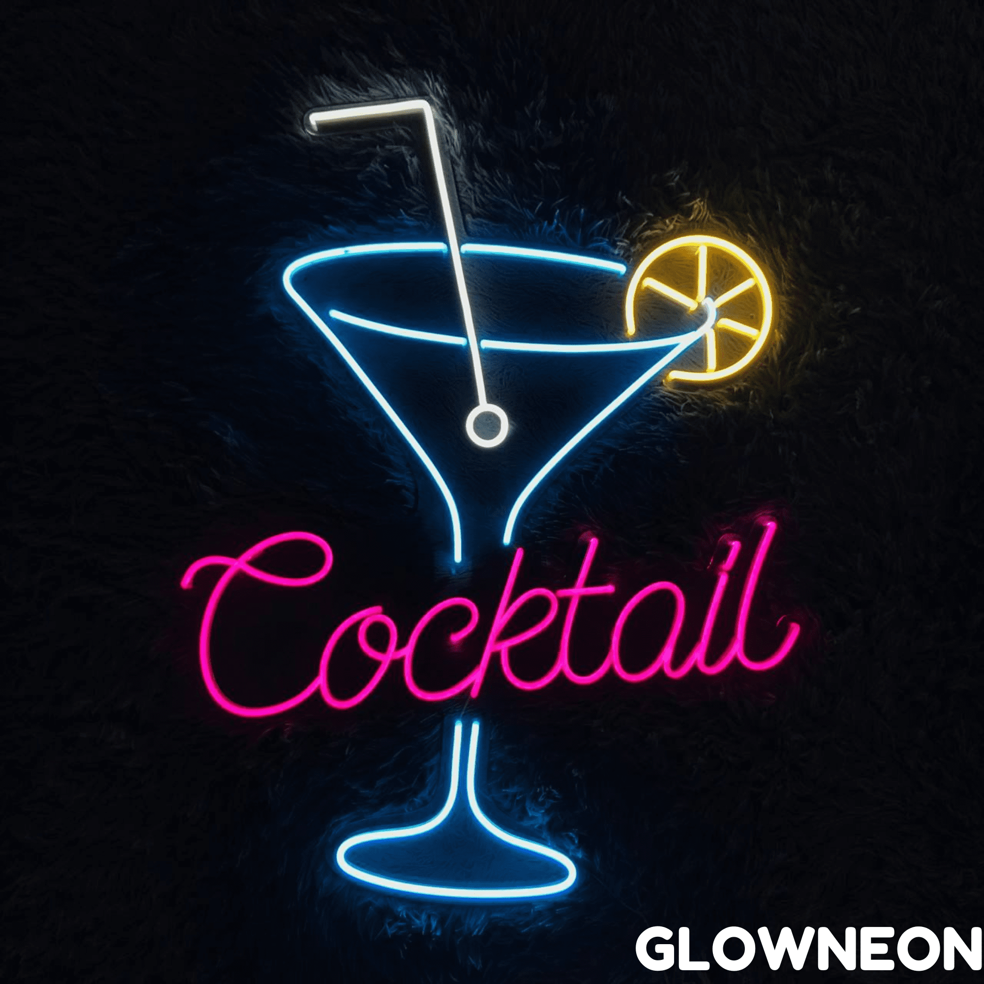 Glowneon Cocktail Glass Neon Sign, Cocktails Led Sign, Bar Pub Decor ...