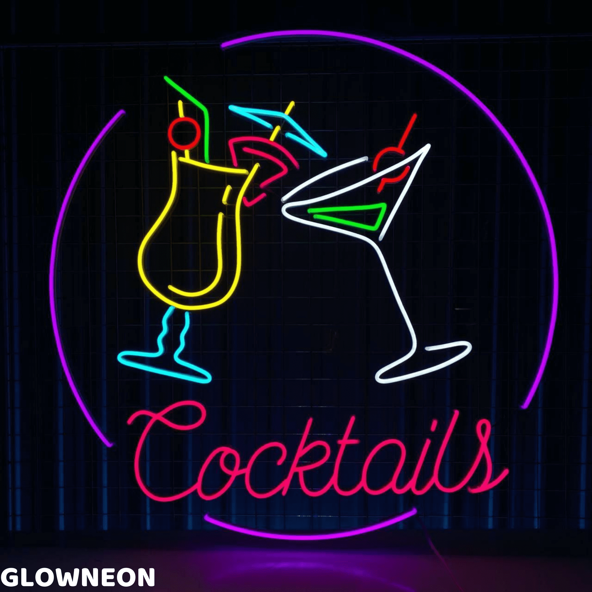 Glowneon Cocktails Neon Sign, Grand Opening Cocktail Bar Led Light ...