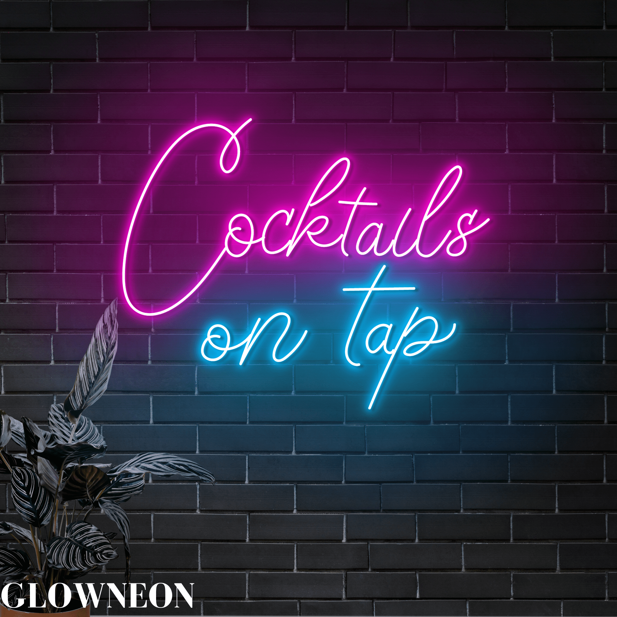 Glowneon Cocktails On Tap Neon Sign, Open Cocktail Bar Pub Led Sign ...