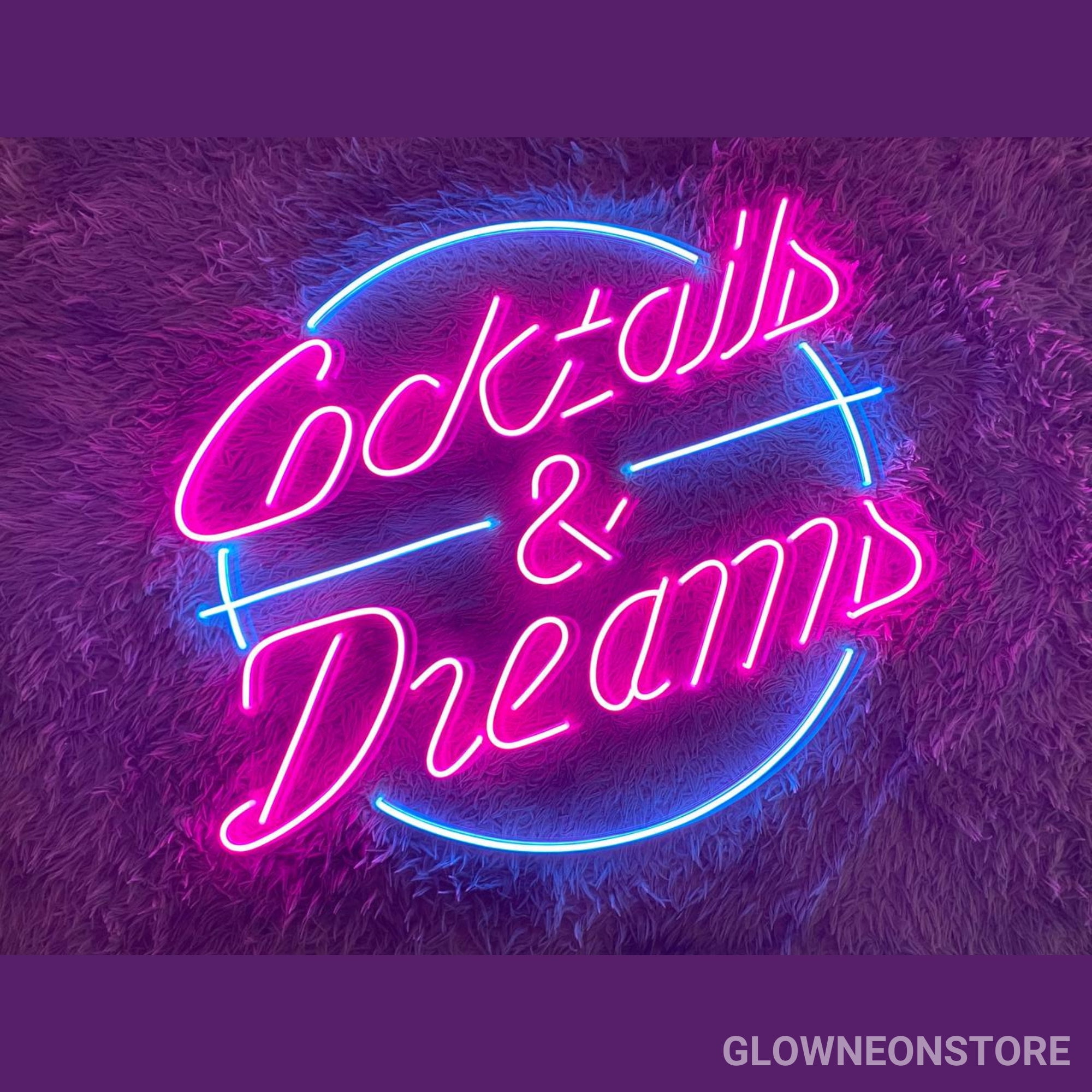 Glowneon Cocktails and Dreams Neon Sign, Cocktails & Dreams LED Sign ...