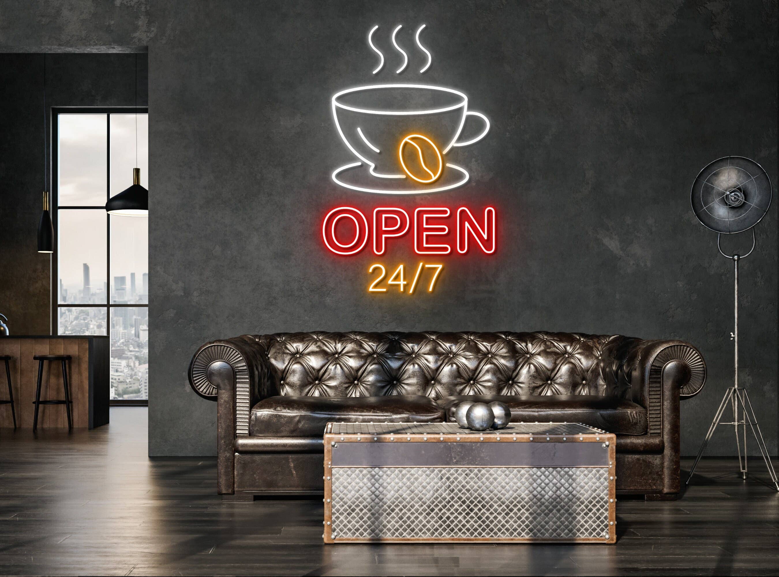Glowneon Coffee 24/7 Neon Sign, Coffee Open Signboard Decor - Walmart.com