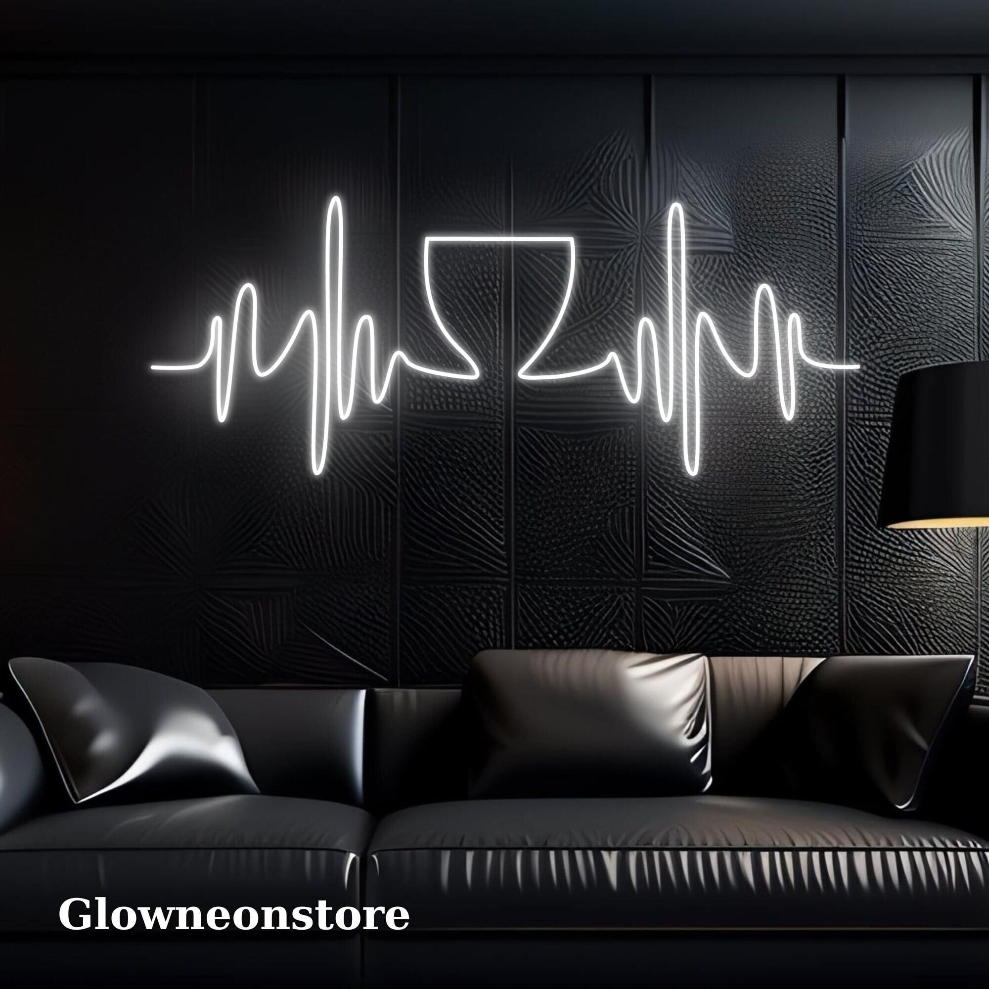 Glowneon Coffee Cup Heartbeat Neon Sign, Coffee Heart Beat LED Neon ...